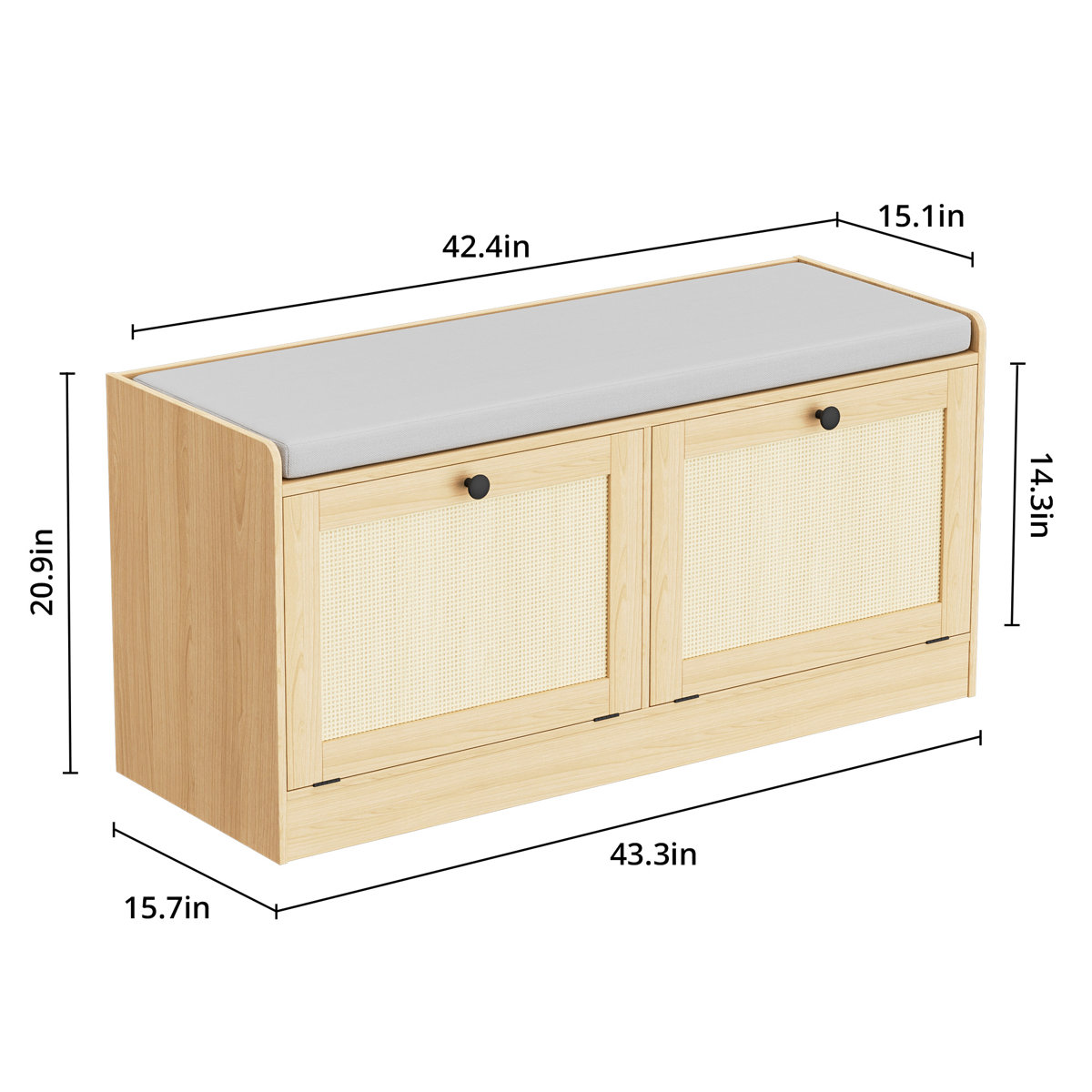 Bay Isle Home™ Rattan Shoe Bench Fit Up To Shoe Size 16, Boho Entryway ...