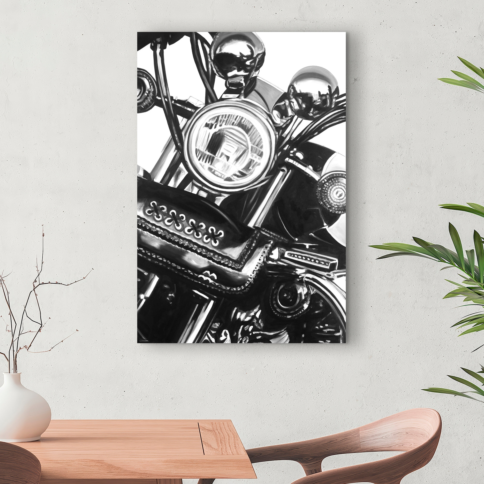 Latitude Run® Realistic Motorcycle Canvas | Man Cave Hyperrealist Decor ...