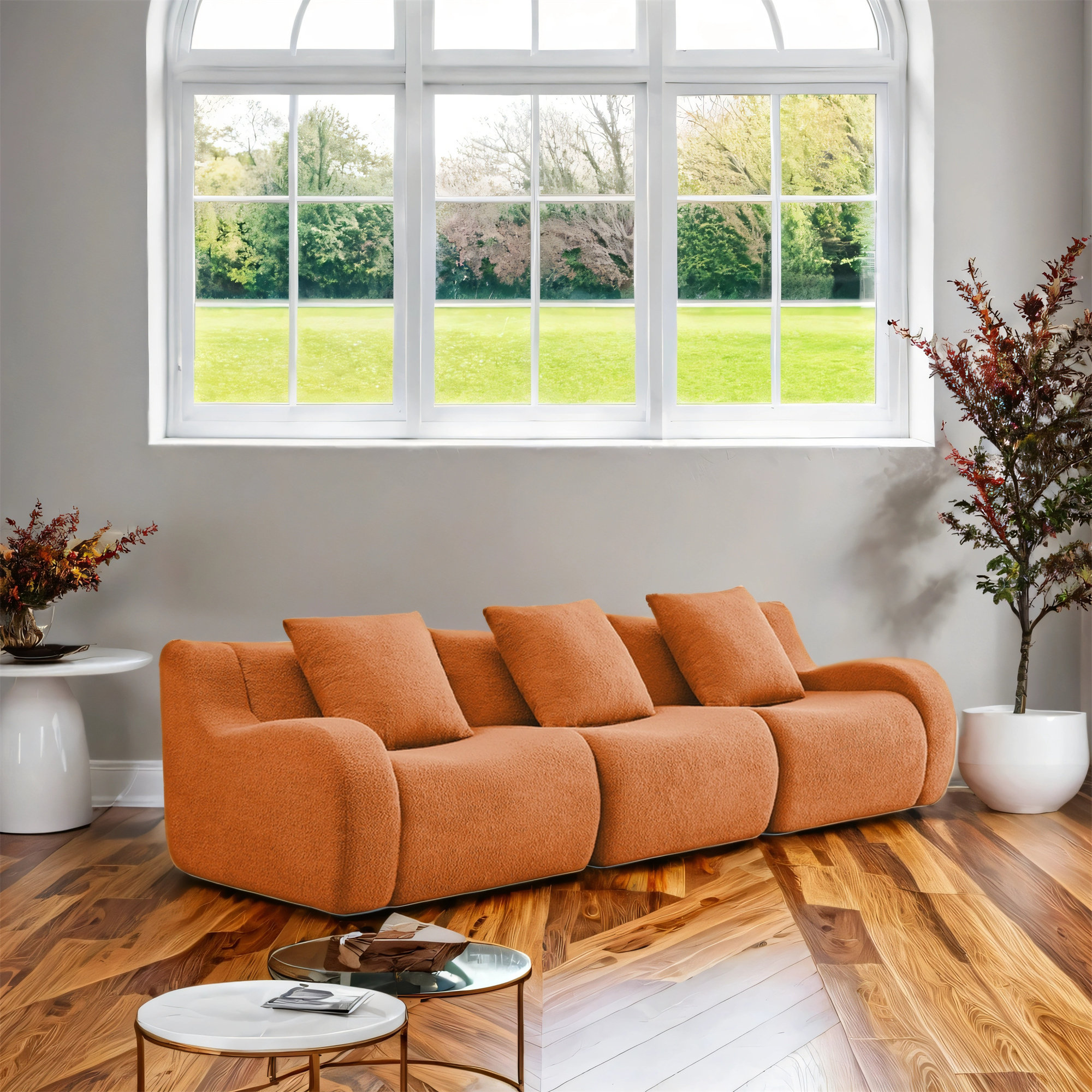 Ivy Bronx Soft Teddy Fabric Bone-free Three-seater Sofa | Wayfair