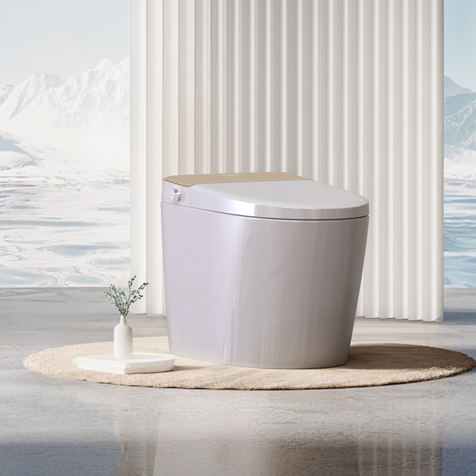 FANGFLOWER Smart Toilet With Bidet Built In, Auto Open & Close, Foot ...