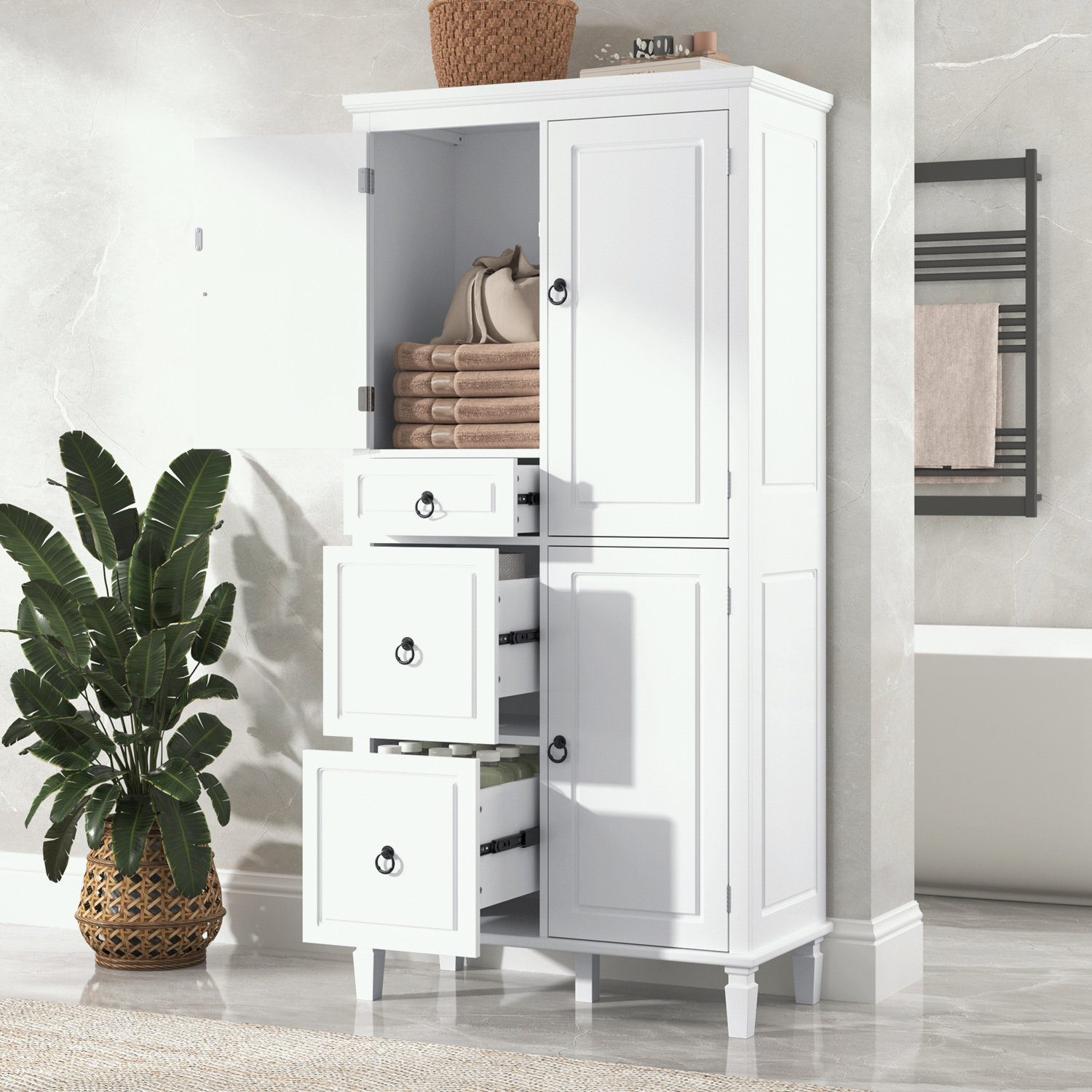 Longshore Tides Storage Cabinet with Adjustable Shelves, 3 Drawers and ...