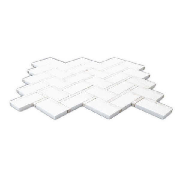 Mango Tile 10.5" X 11.5" Marble Thasso Shell Herringbone Mosaic Mg673 ...