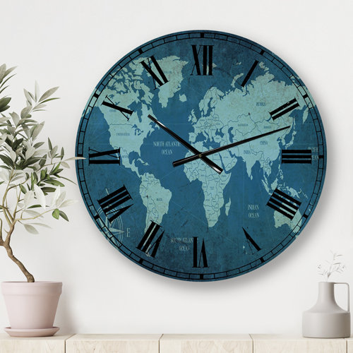 Bless international Slate World Map II - Traditional wall clock ...