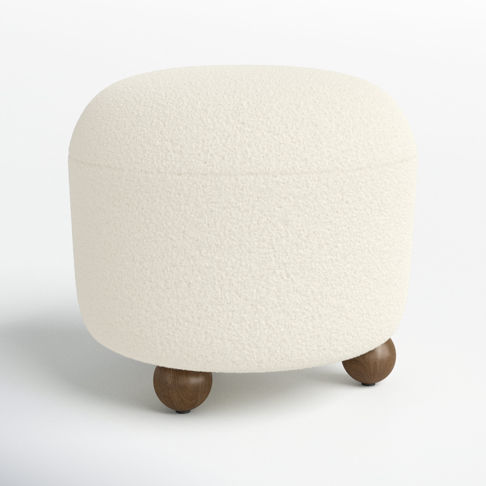 Joss & Main 17"H Beige Round Ottoman With Ball Feet | Wayfair