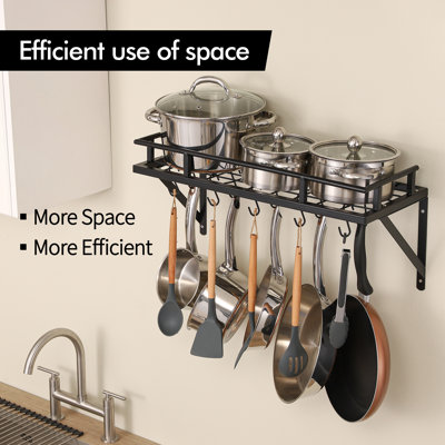 Prep & Savour Wall Mounted Pot Rack Kitchen 24 Inch Hanging Storage ...