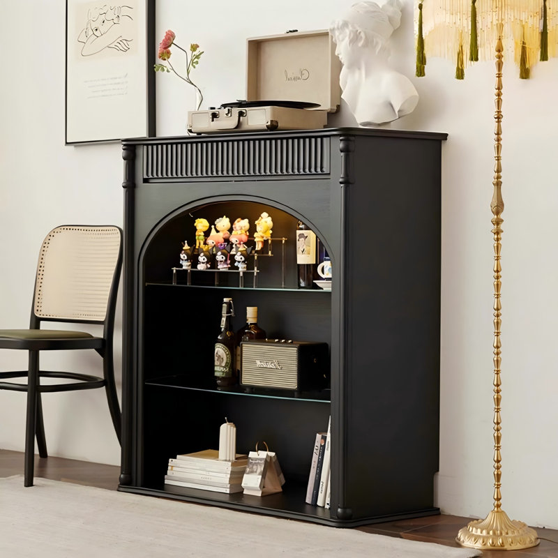 Coxambrey Solid Wood Ash black Fake Fireplace Entrance Cabinet | Wayfair