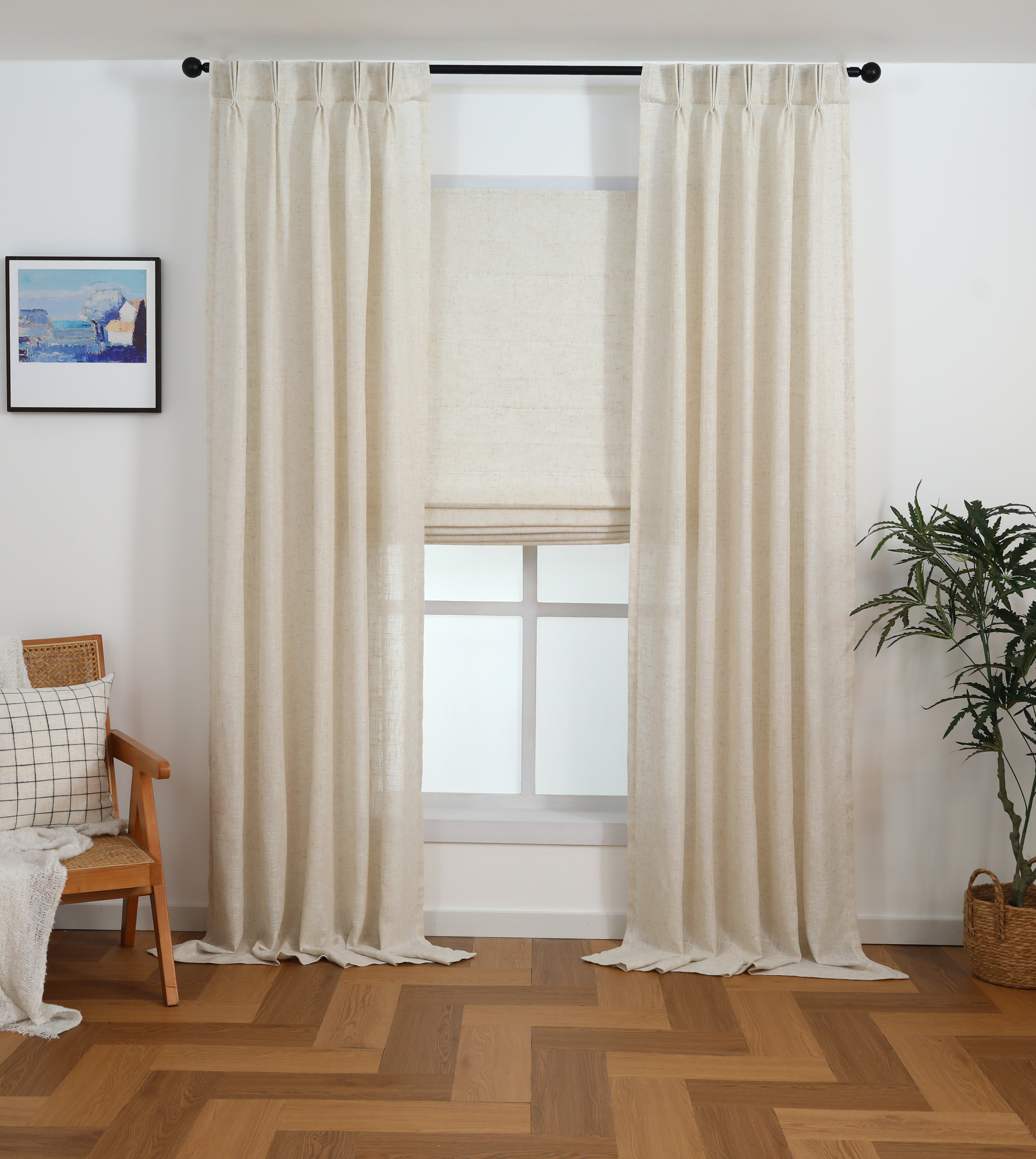 Symple Stuff Linen Bliss Cordless light transmission Woven Roman Blind ...