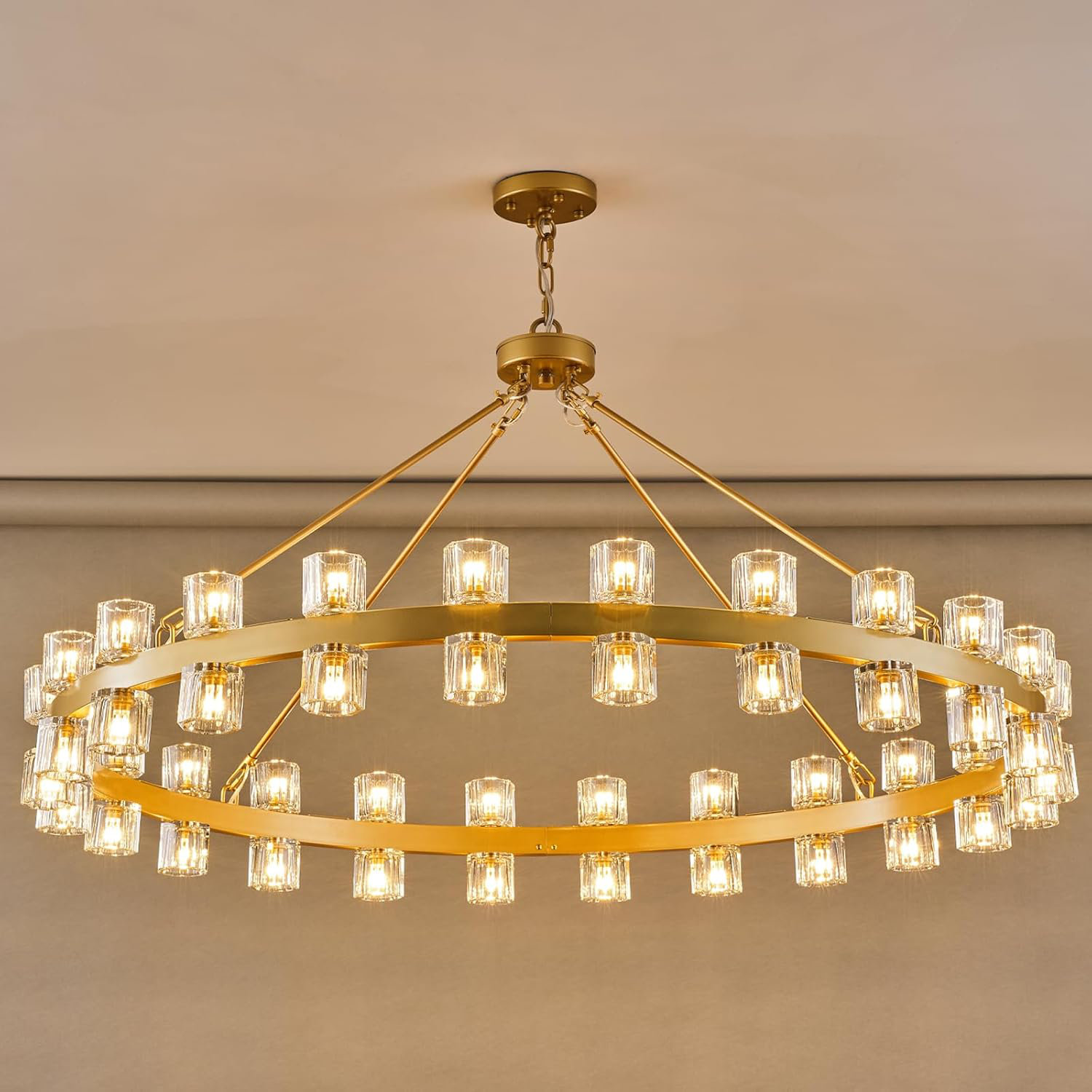 Everly Quinn Modern Farmhouse Crystal Chandelier With Wagon Wheel ...