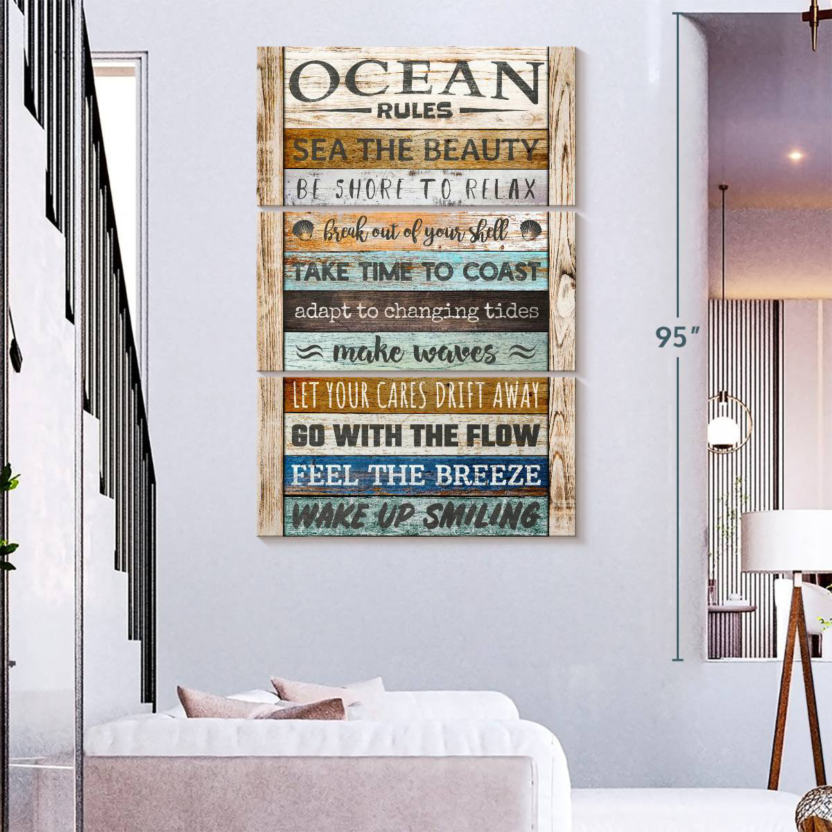 Trinx Kema Ocean Rules Typography | Wayfair