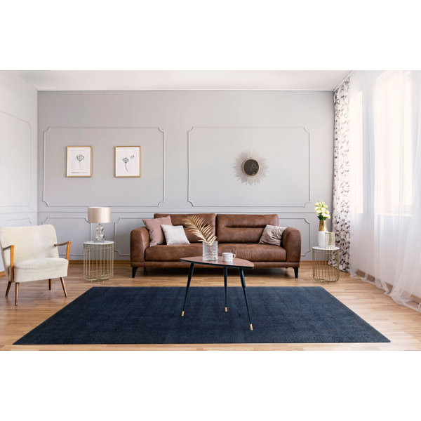 Ebern Designs Mosab Modern Hand Woven Hand Knotted Navy Indoor ...