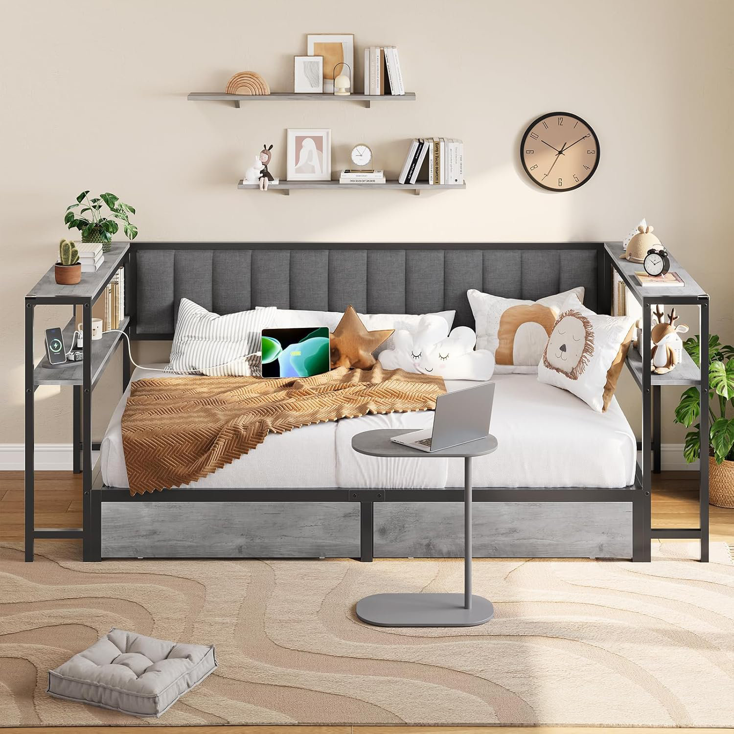 17 Stories Daybed With Storage Bookcase & 2 Drawers Corner Bed Frame ...