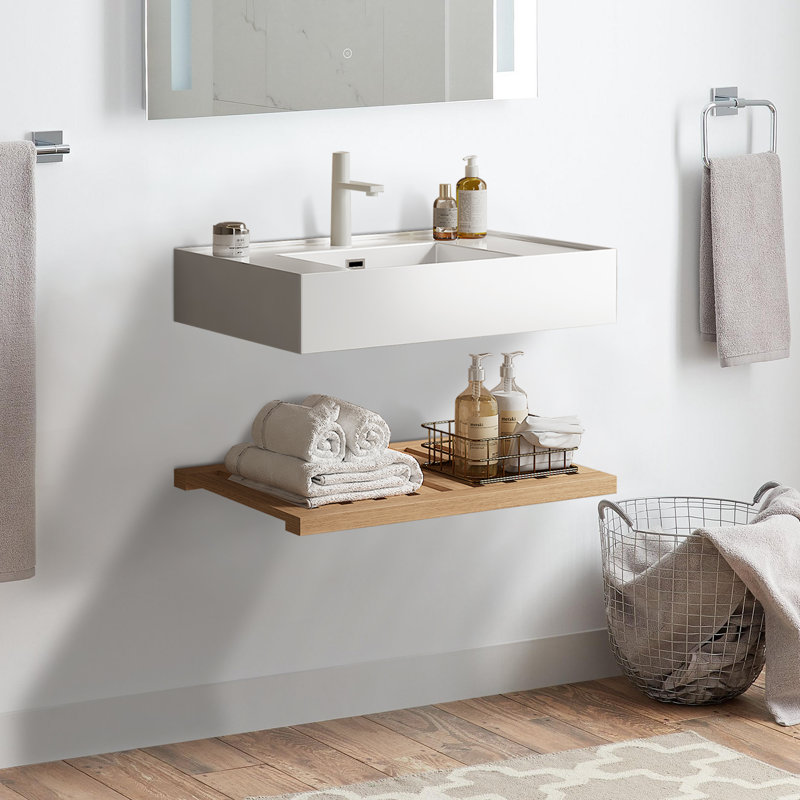 Ebern Designs Floating Single Bathroom Vanity With Acrylic Top And ...