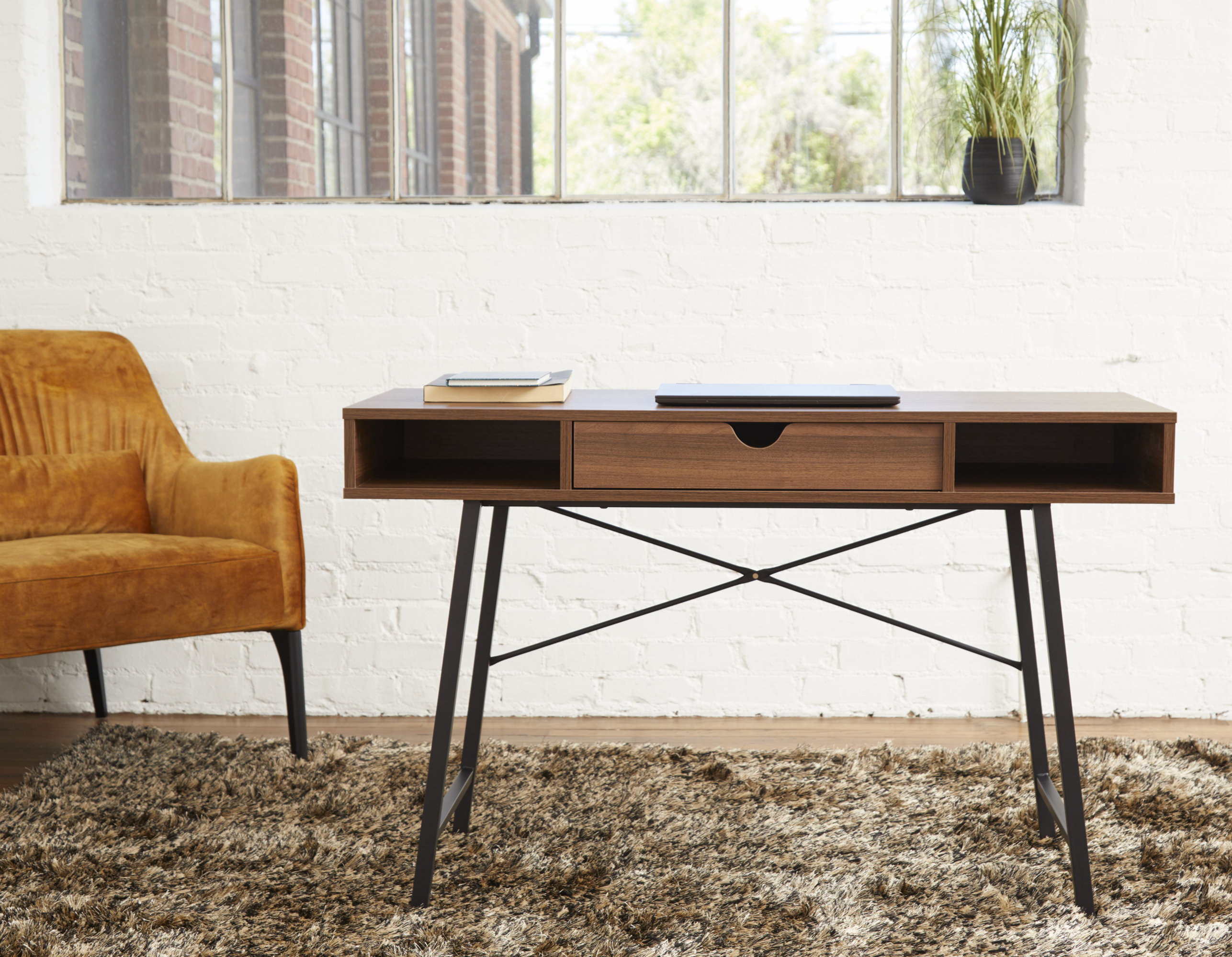 Latitude Run® Helmsford Metal Base Writing Desk | Wayfair