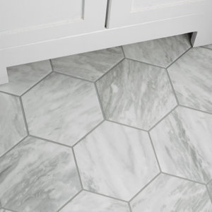 Merola Tile Classico Bardiglio Hex 7" x 8" Porcelain Stone Look Wall ...