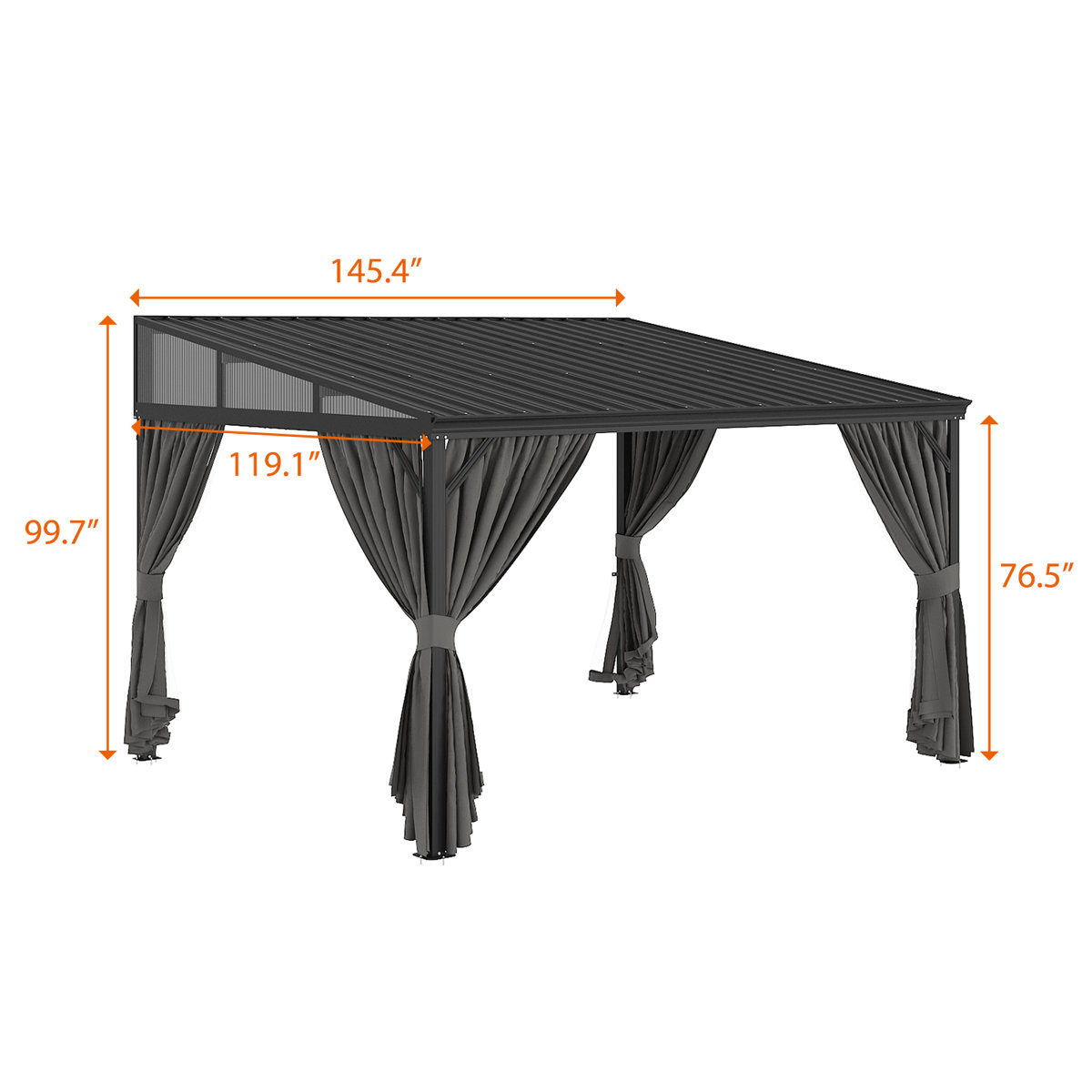 BKB365 Patio Gazebo Lean To Wall Mounted Pergola With Sloping ...