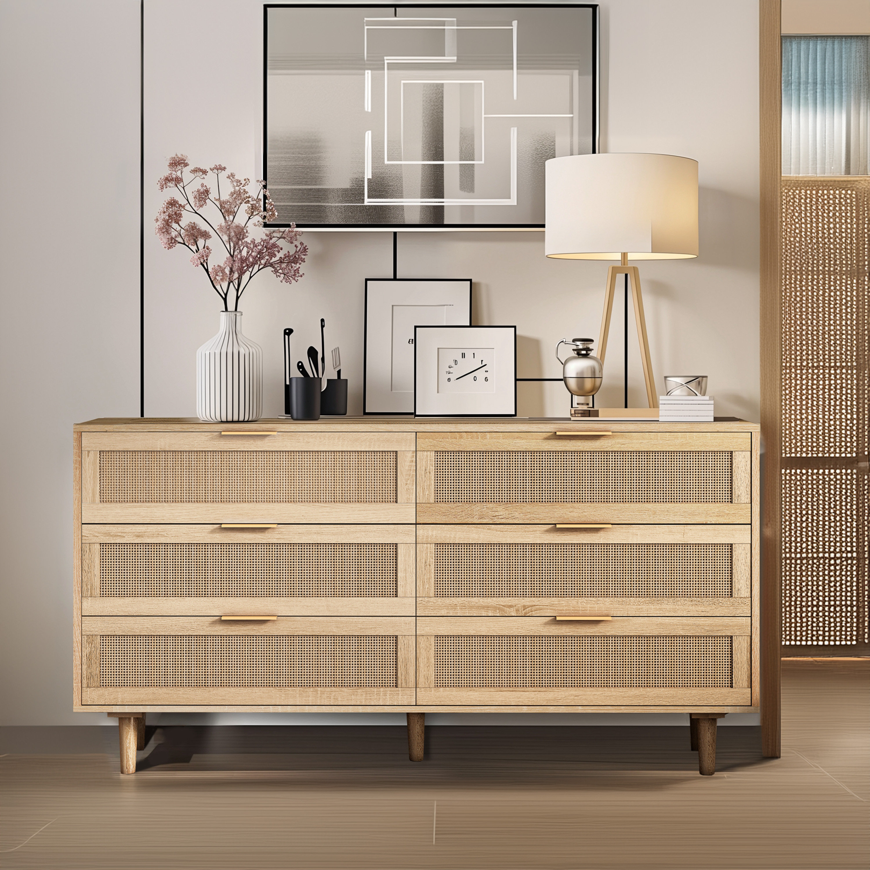 Bay Isle Home™ 6 - Drawer Dresser,Double Dresser,Storage Cabinet With 6 ...