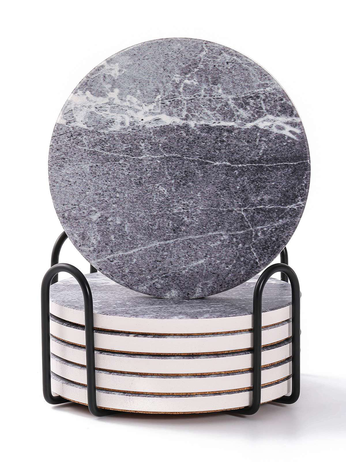 Orren Ellis 4" Concrete Look Coaster Set with Cork Base - 6pc ...