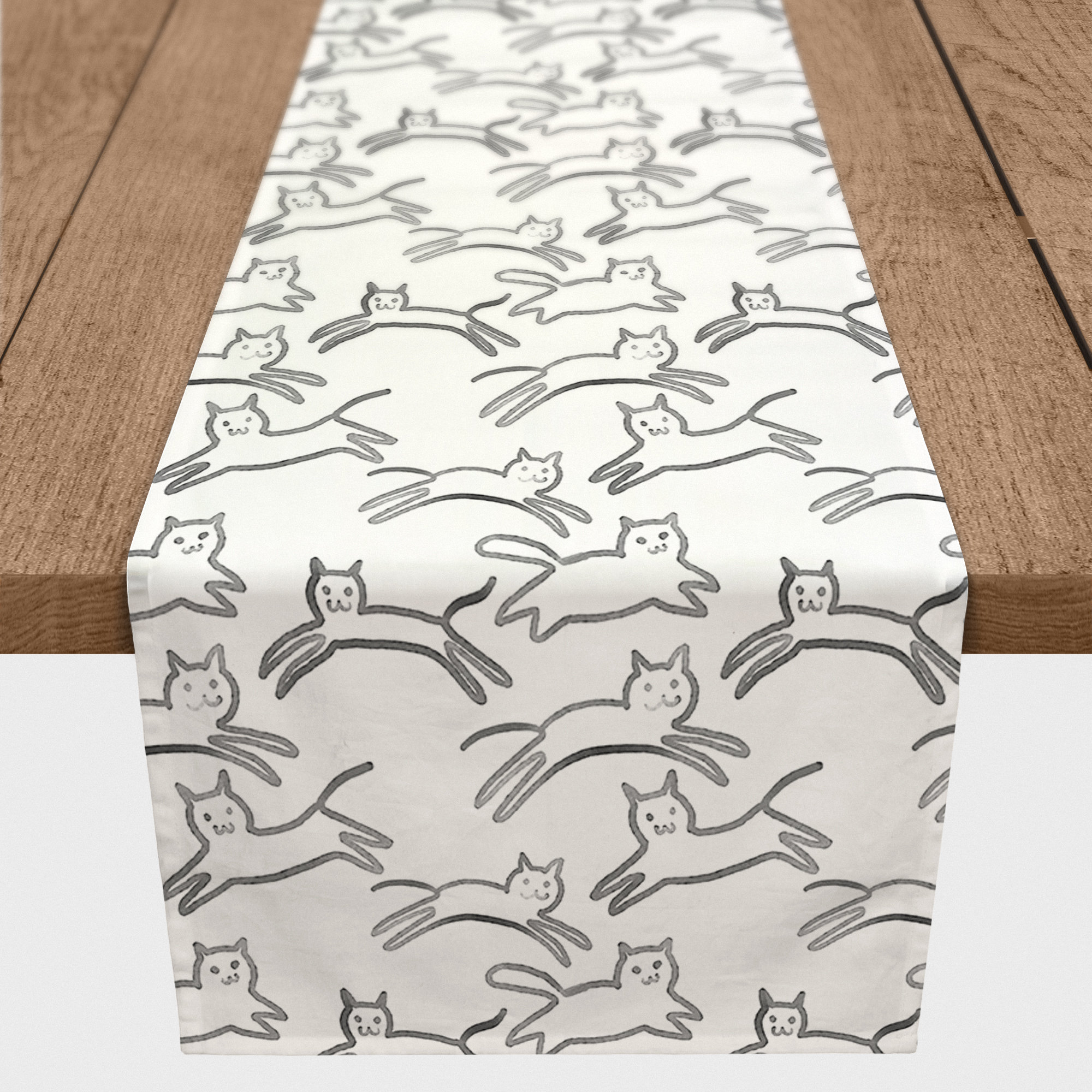 Red Barrel Studio® Leaping Cat Pattern Table Runner | Wayfair