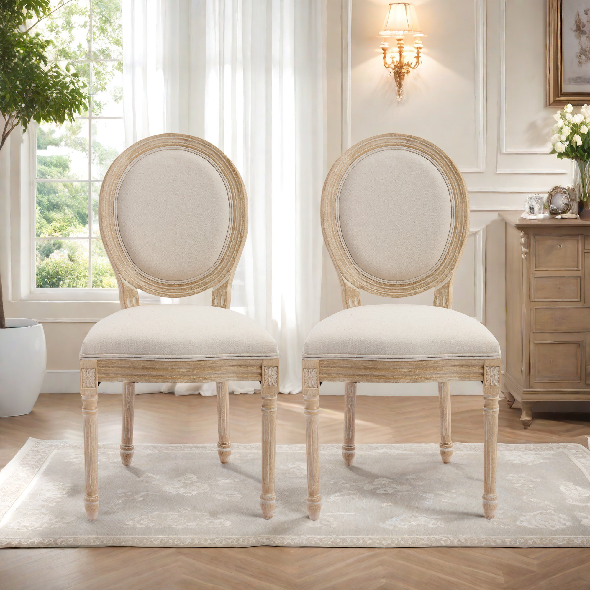 Ophelia & Co. French Country Dining Chairs Set Of 2, Upholstered Chairs ...