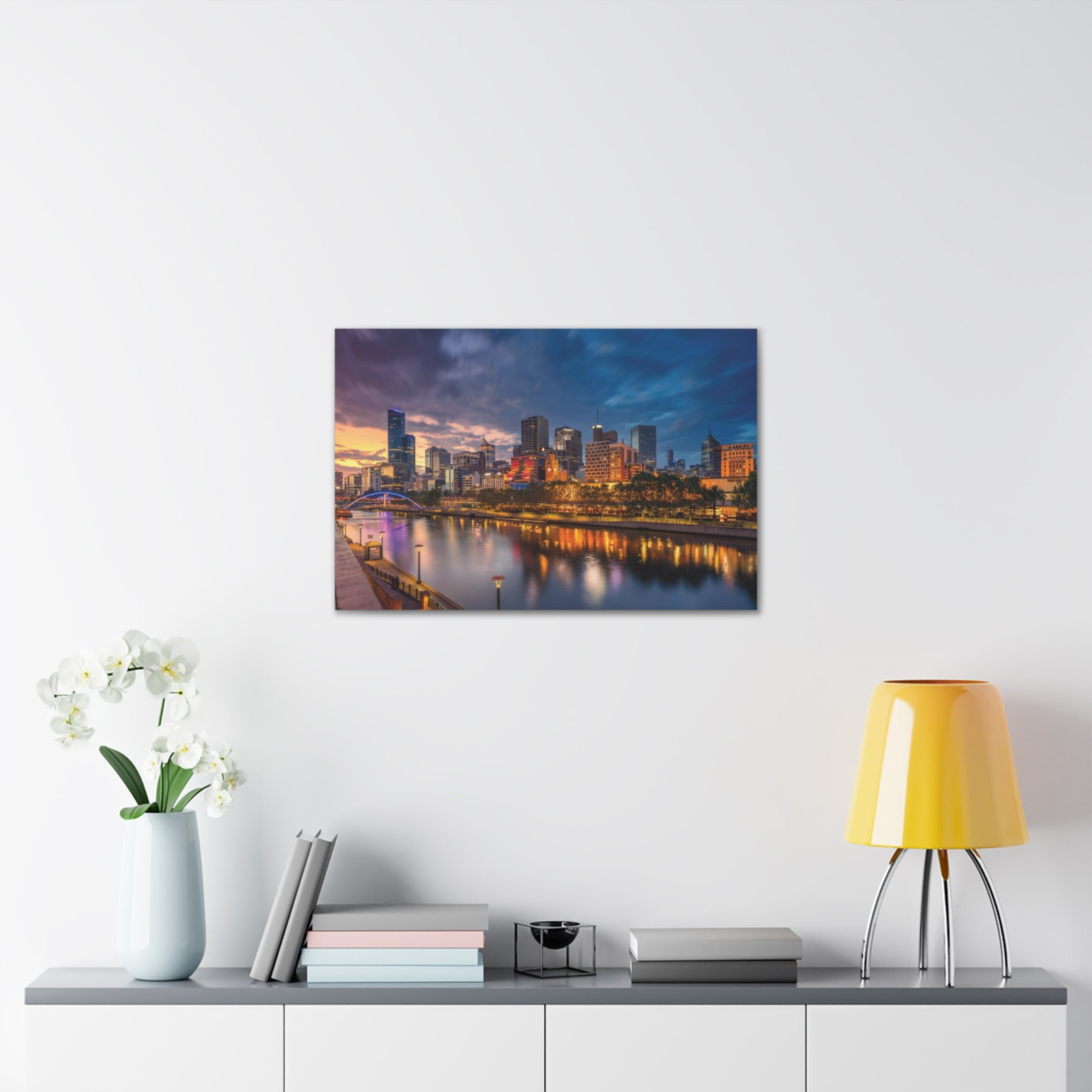 Latitude Run® Melbourne Night Skyline Canvas Artwork Breathtaking ...