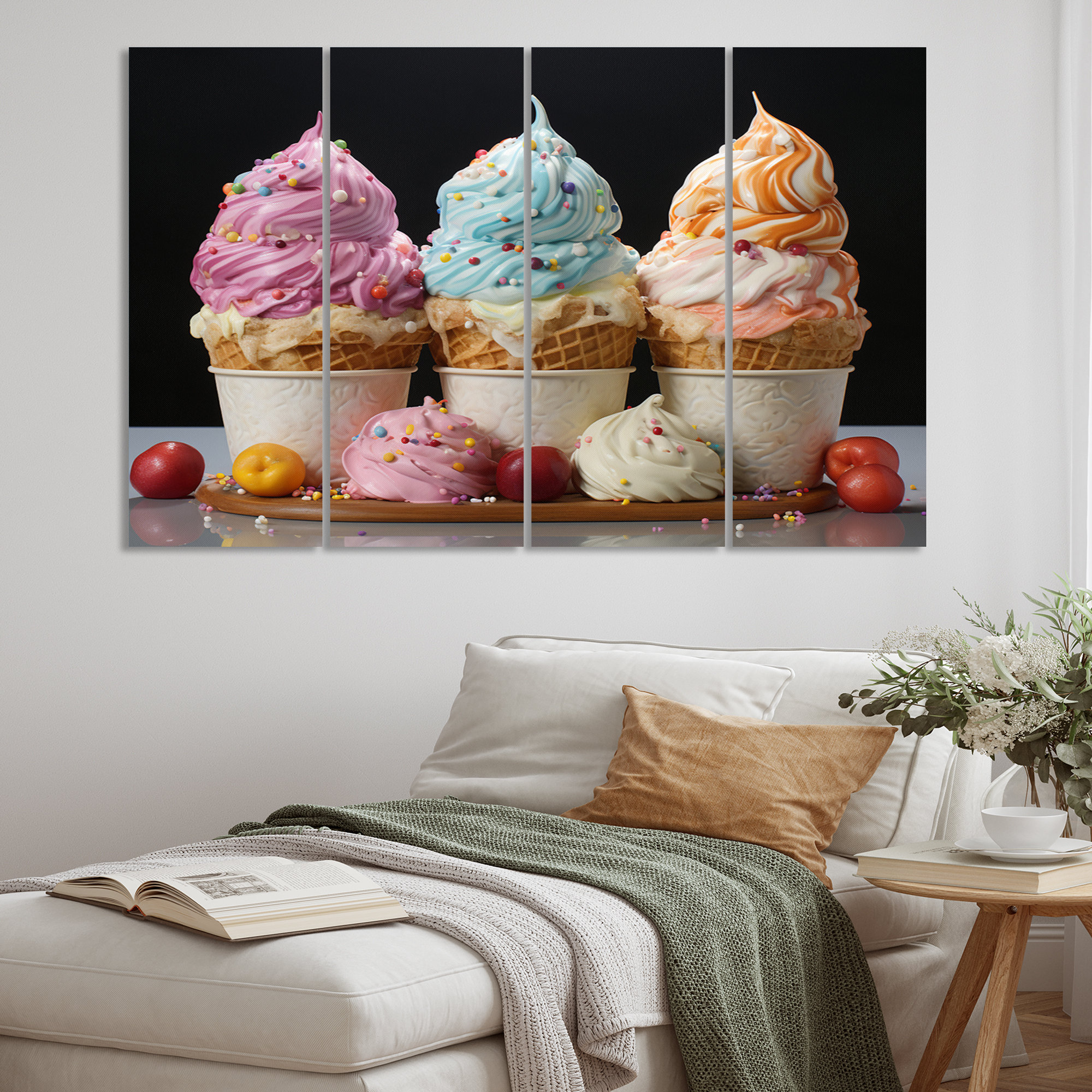 Design Art Food Ice Cream Pointillism IV - Food & Beverage Wall Art ...