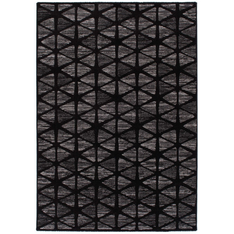 Corrigan Studio® Ilkka Geometric Machine Woven Area Rug in Black/Grey ...
