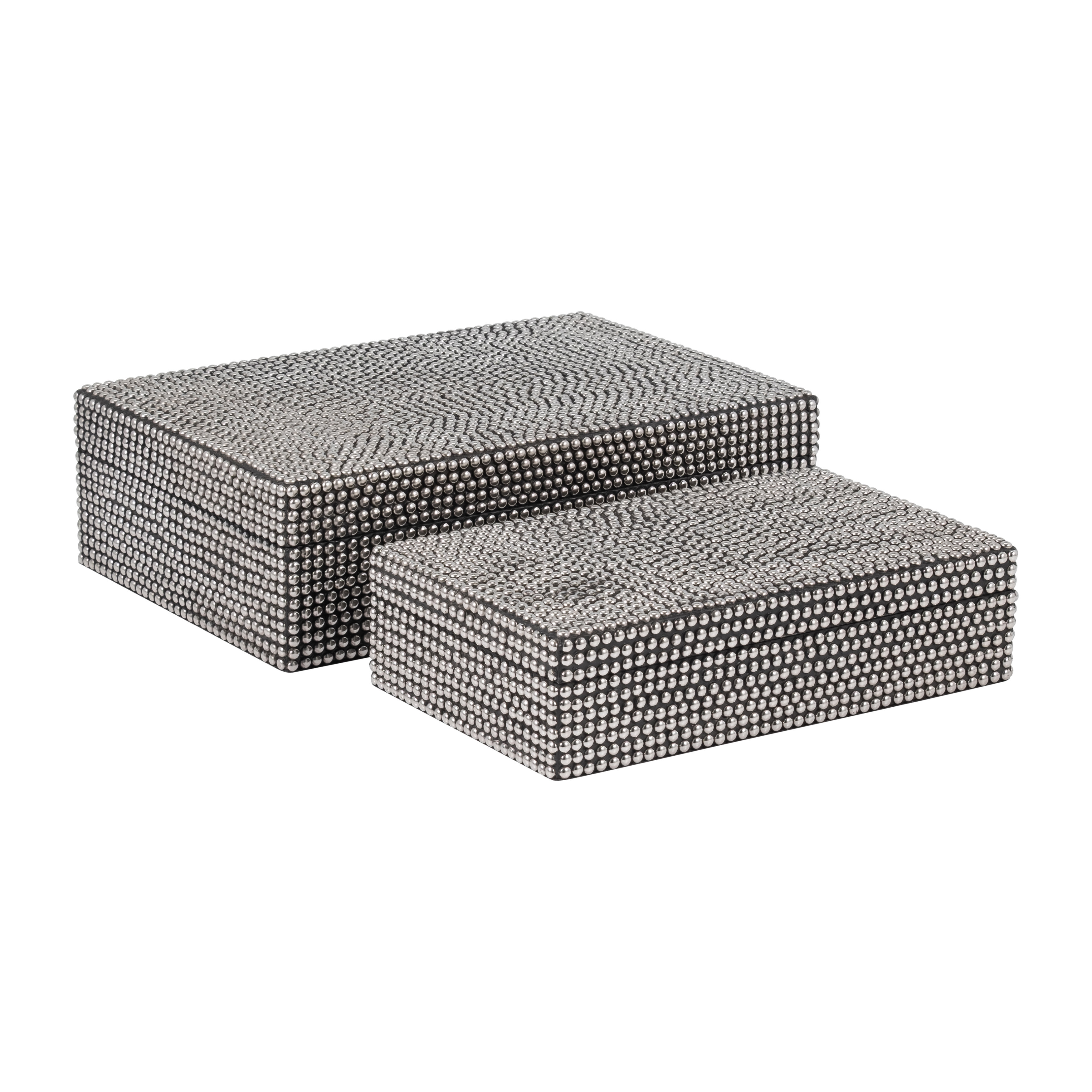 Dakota Fields Studded Metal Boxes in Silver and Black - Timeless Wood ...