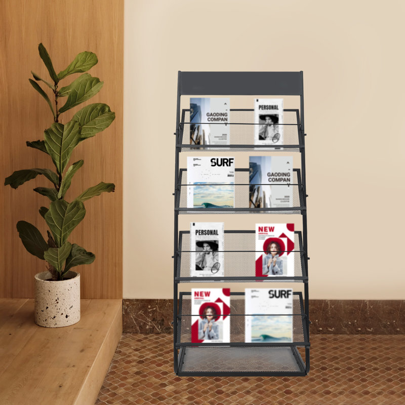 17 Stories 4-Tier Magazine Rack Display Stand | Wayfair