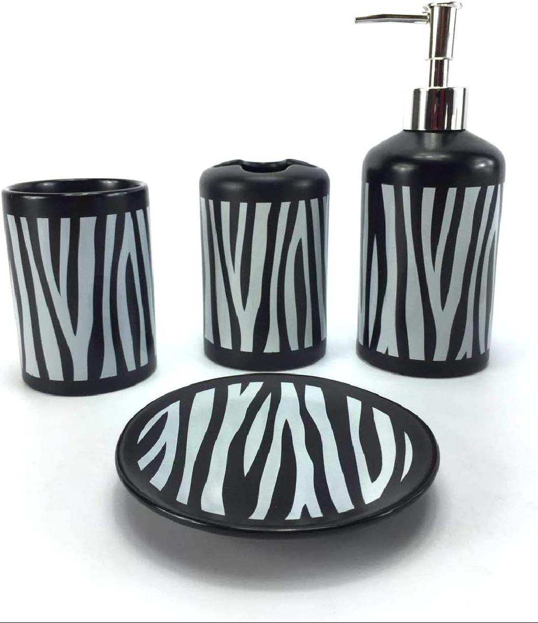 Mercer41 4 Piece Ceramic Bathroom Accessories Set Marble Look Our