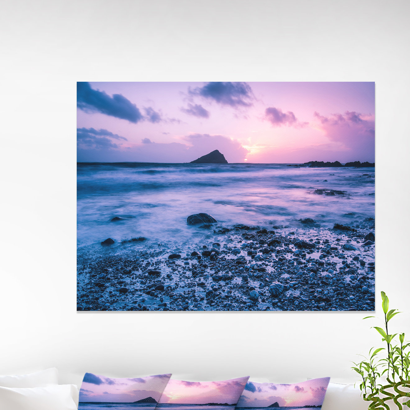 East Urban Home 'Slow Motion Waves on Rocky Beach' Graphic Art ...