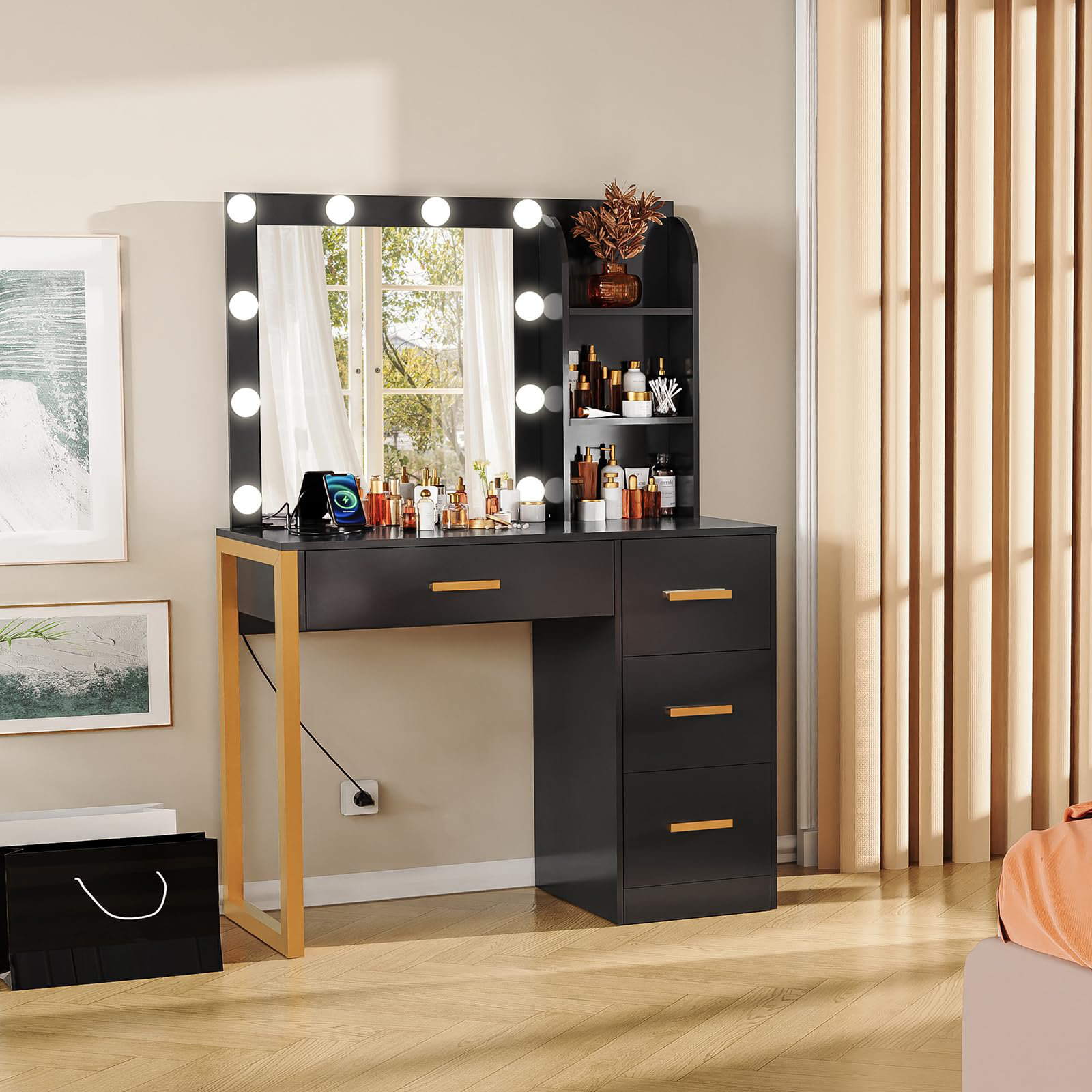 Mercer41 Teya Vanity with LED Lights and Mirror for Christmas gift ...