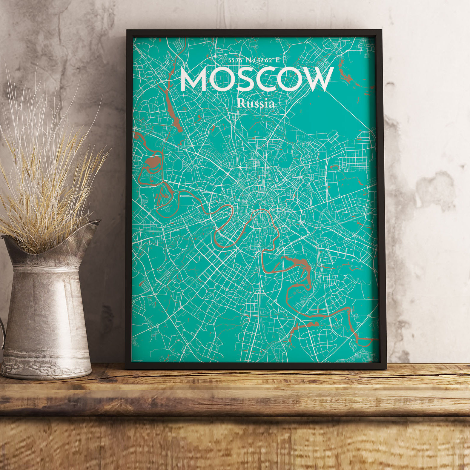 Wrought Studio 'Moscow City Map' Graphic Art Print Poster in Nature ...