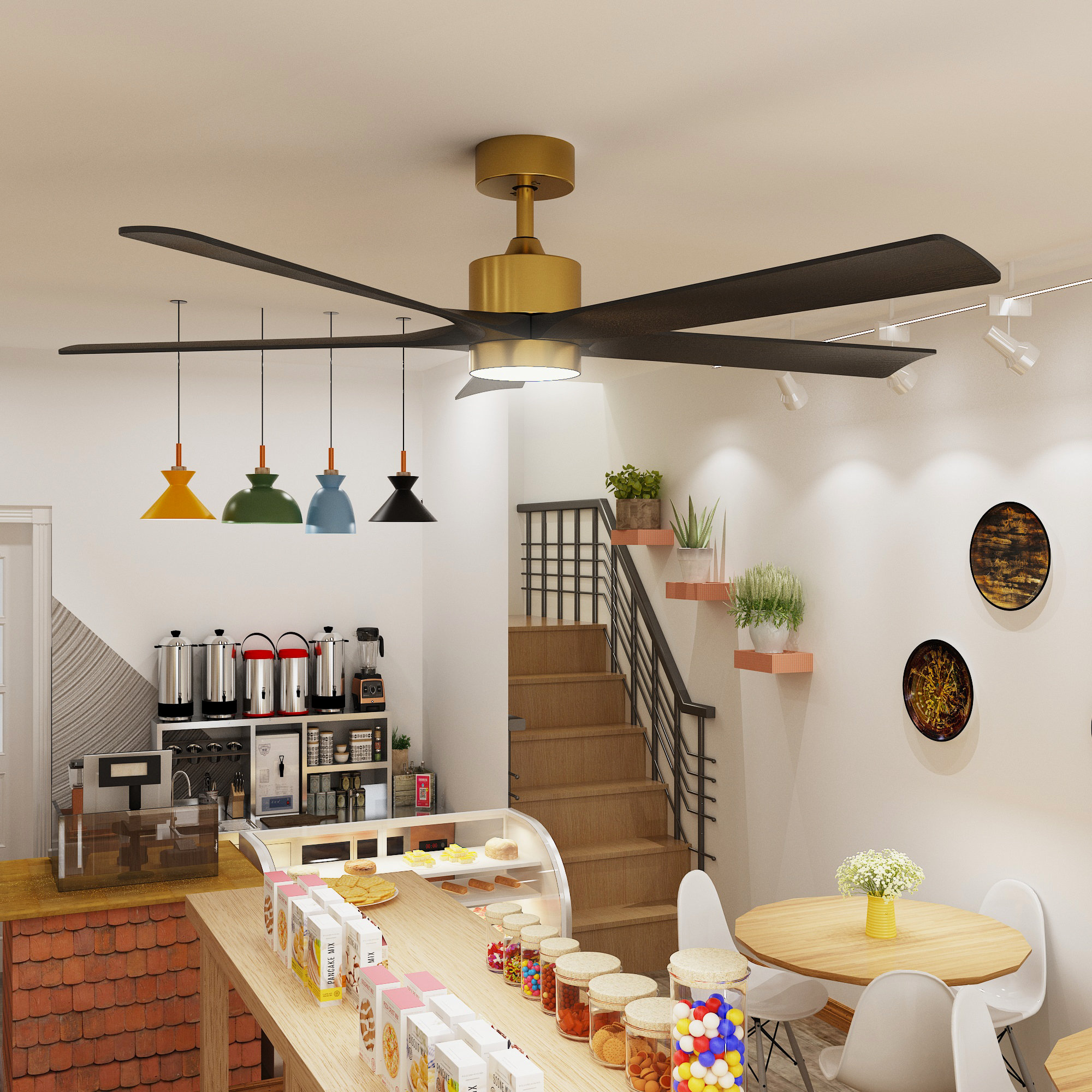 Mercer41 2-In-1 55.7 Inch Solid Wood Blade Ceiling Fan With Lights ...