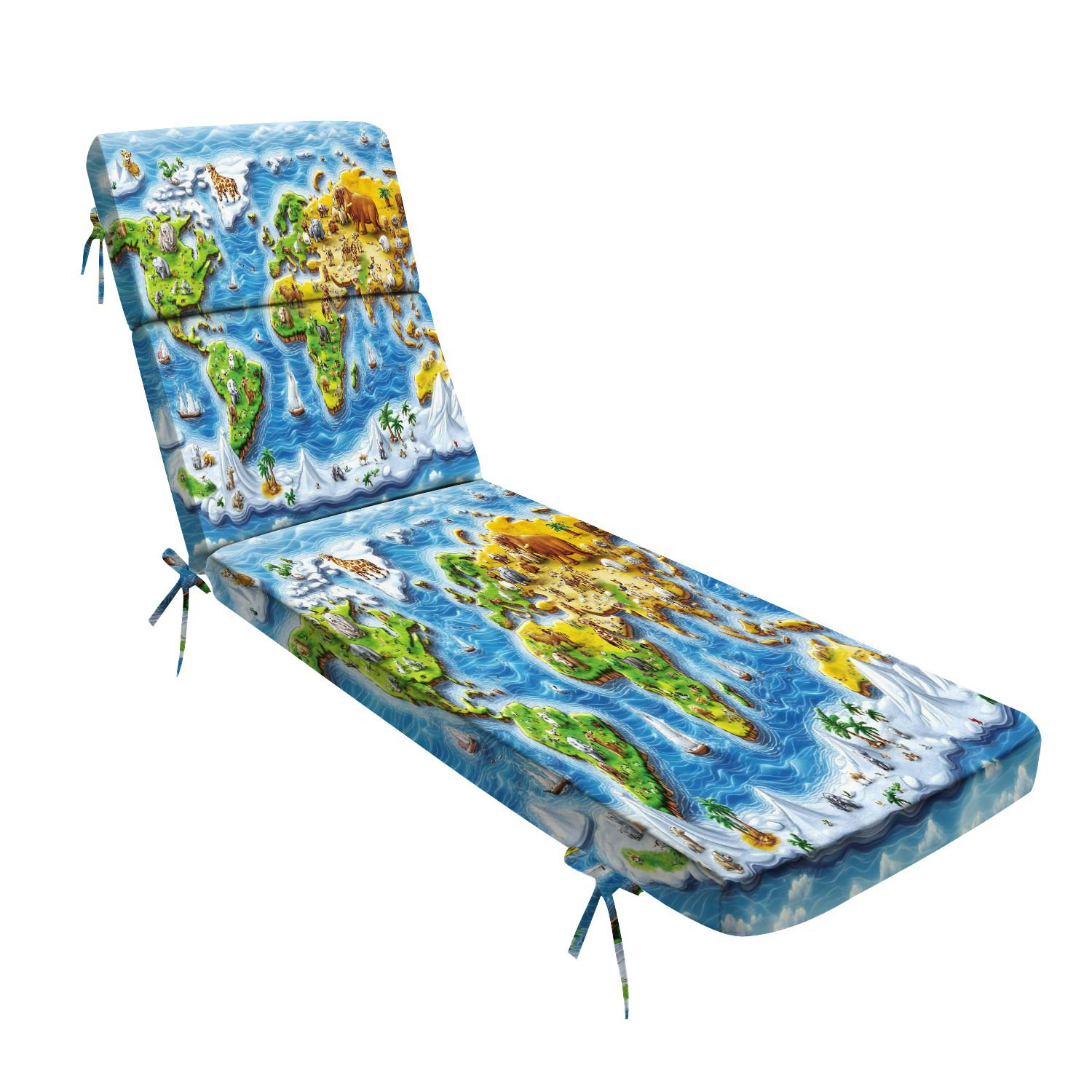 Dakota Fields Outdoor Indoor 3'' Lounge Patio Cushion World Map Animals ...