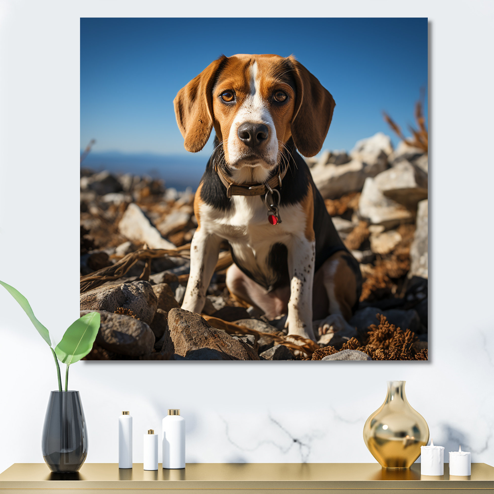 Ebern Designs Rescue Beagle Dog In Rocky - Dog Beagle Wall Art | Wayfair