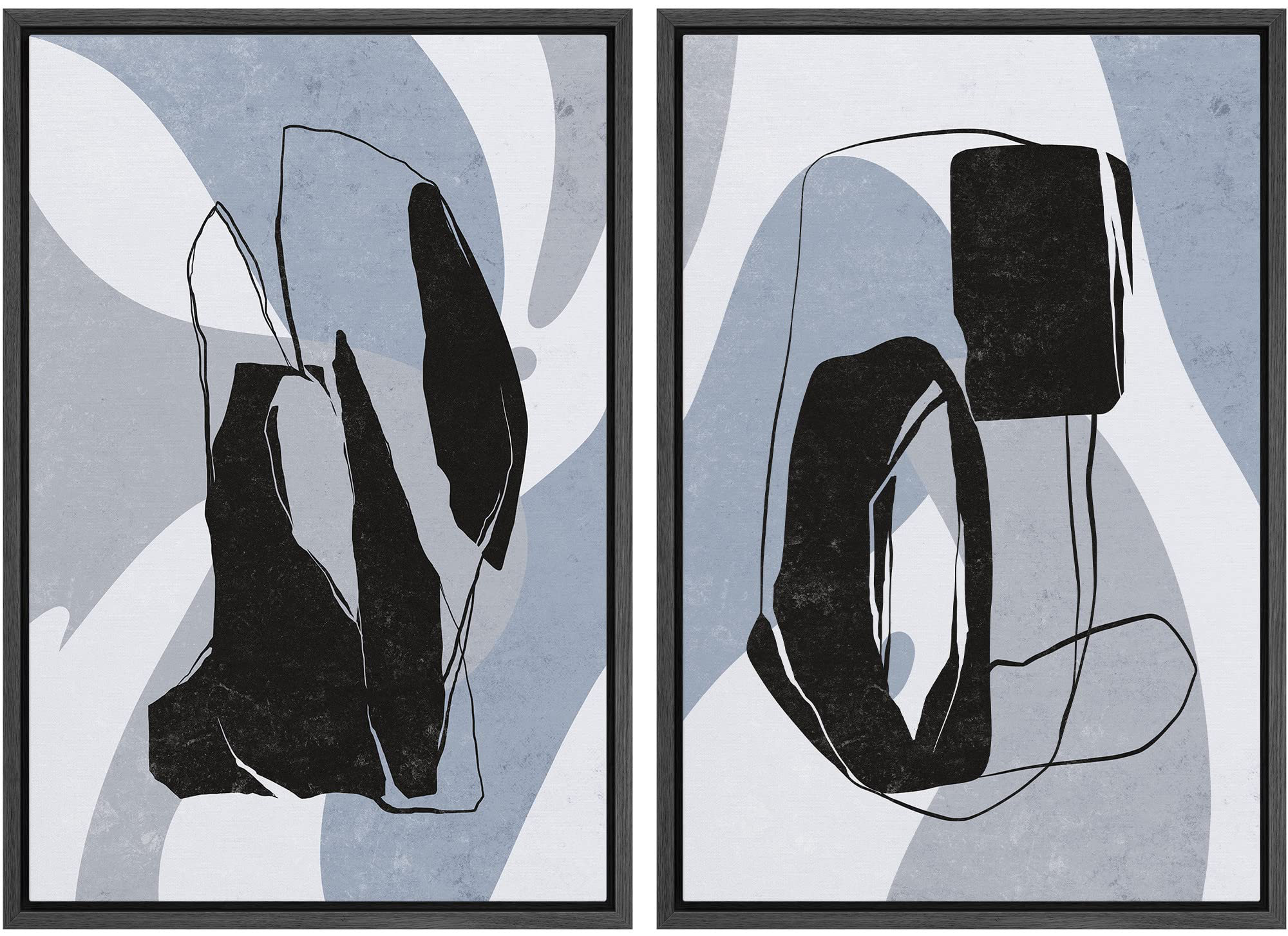 IDEA4WALL Geometric Blue Pastel Polygon Collage Abstract Shapes ...