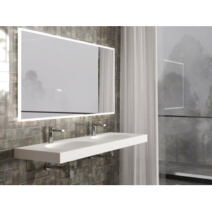 CastelloUSA Darleen 60" Solid Surface Thin Rectangular Wall Mount ...
