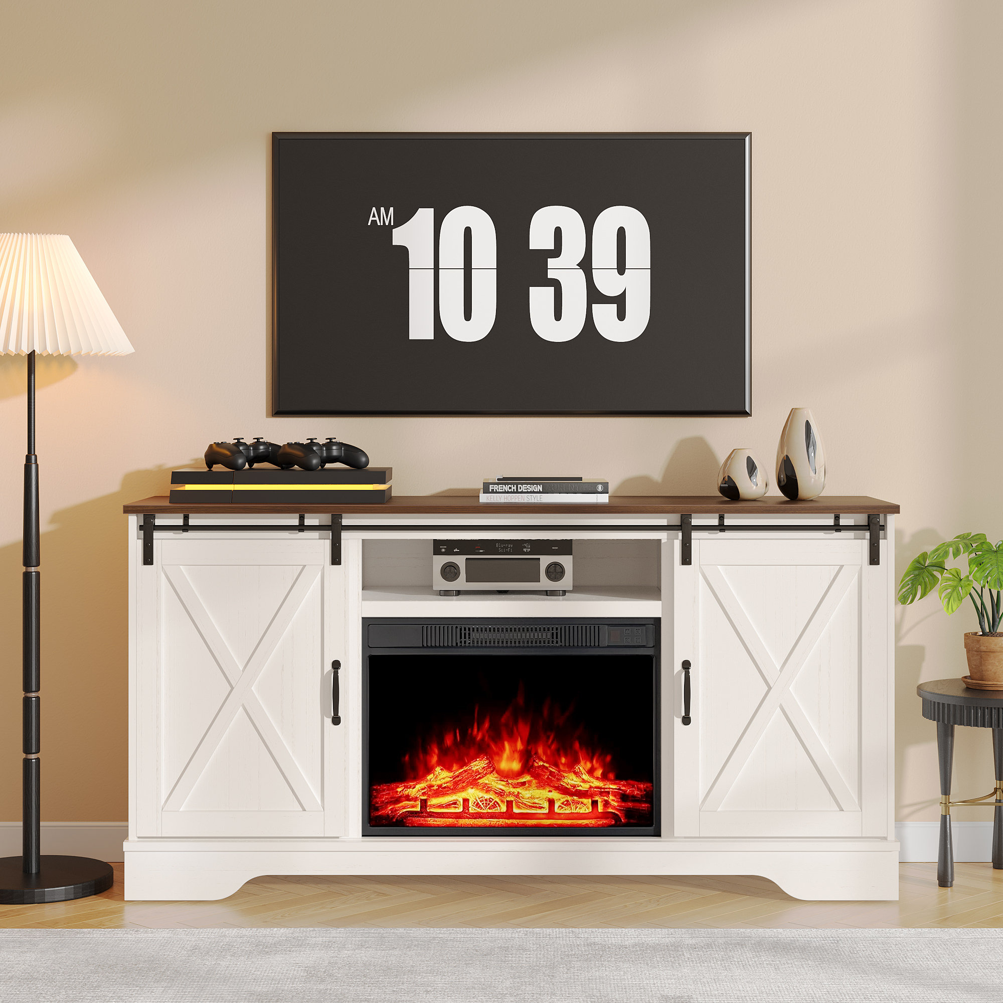 August Grove 31" Tall Mid-Century Electric Fireplace Tv Stand ...