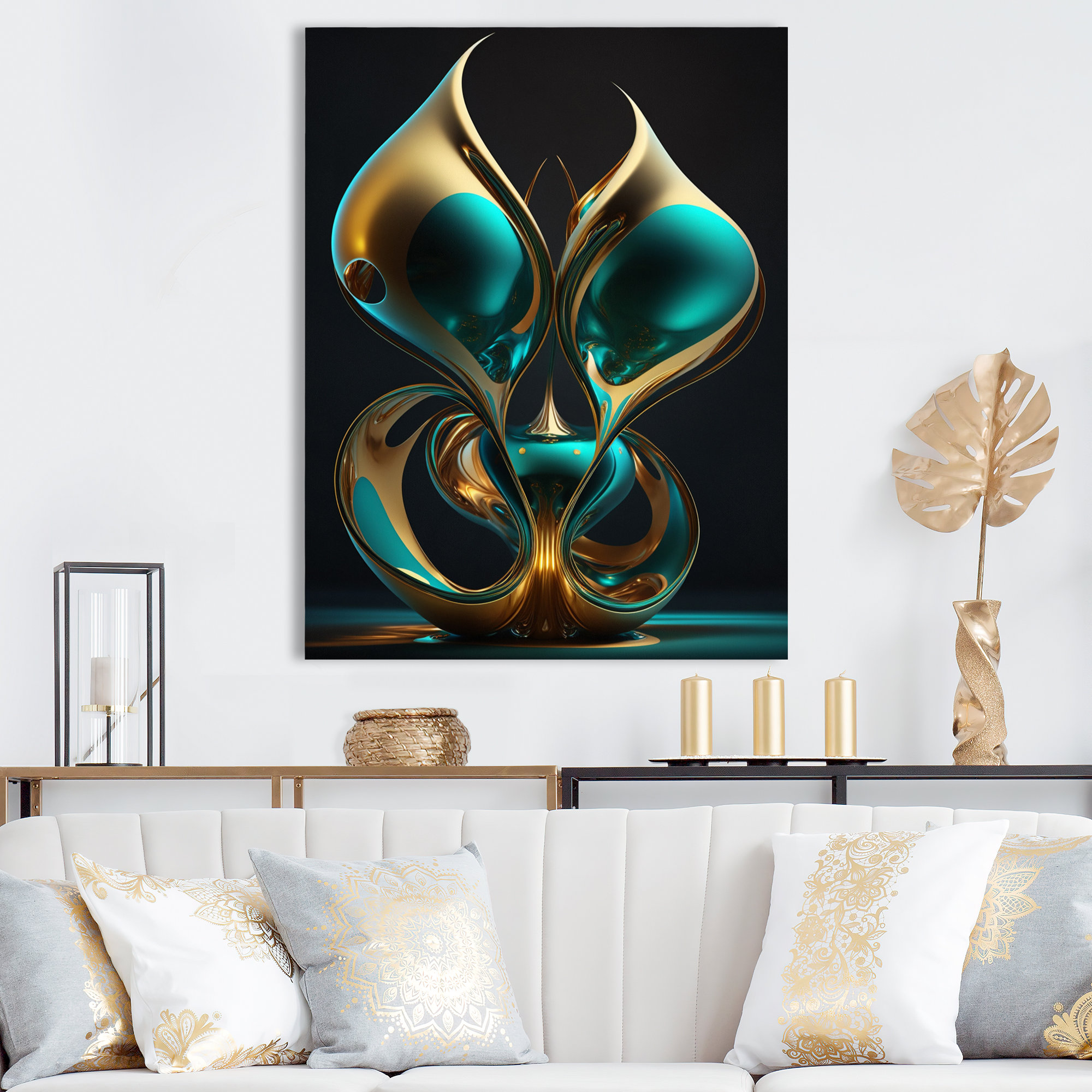 Mercer41 Rhythm Of Infinity 3D Turquoise Gold Sphere I - Abstract ...
