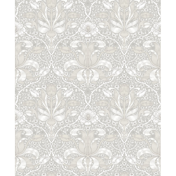 A-Street Prints Spring Thicket Dove Tulip Damask Wallpaper - Wayfair Canada