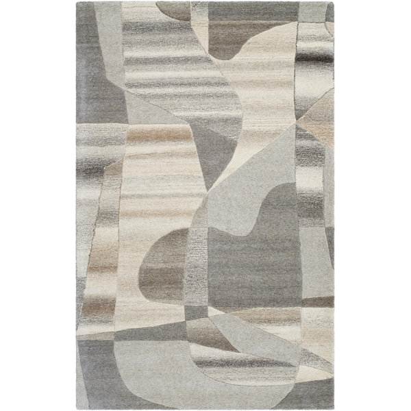 Orren Ellis Shaunna Abstract Hand Tufted Wool Area Rug in Black/Beige ...