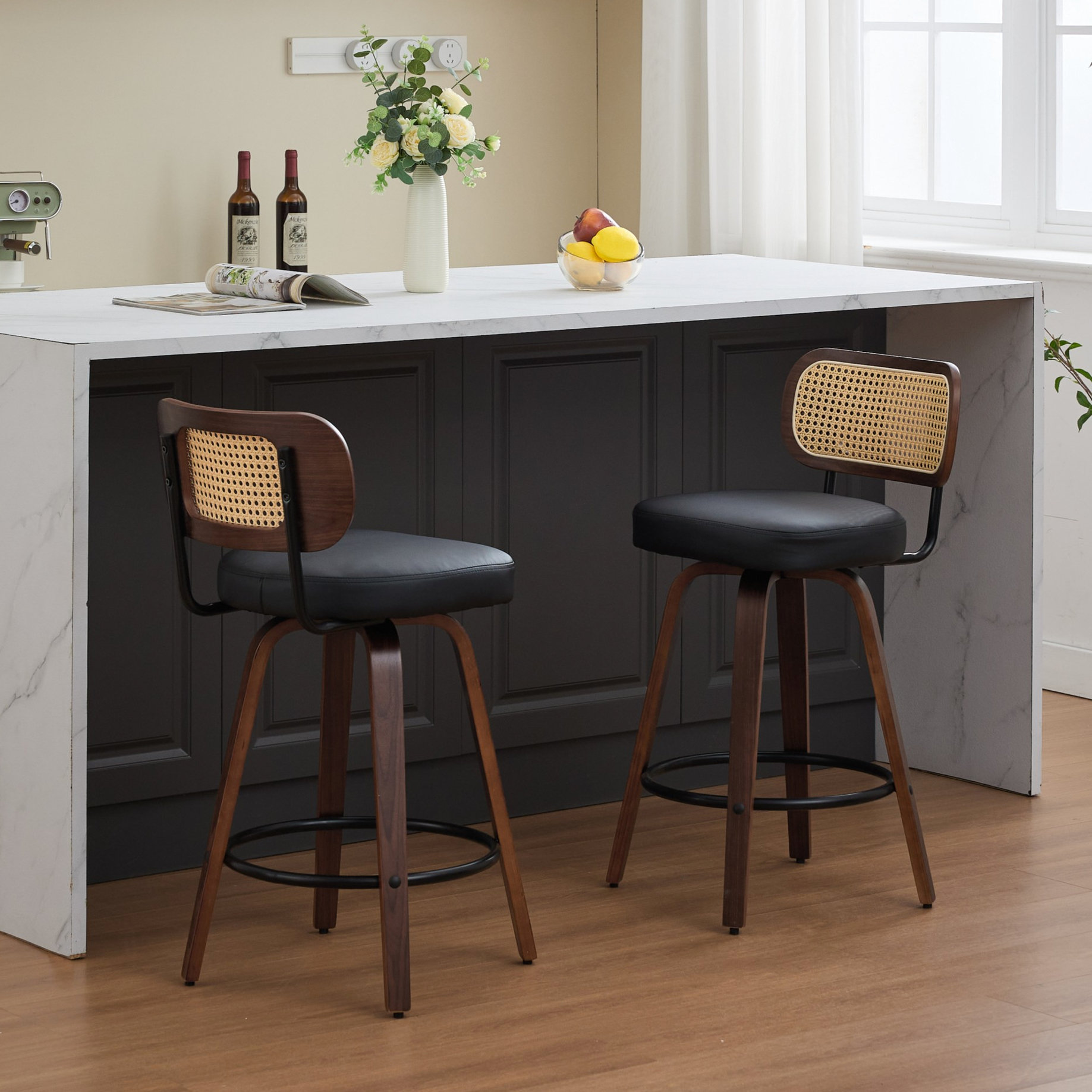 Corrigan Studio® Of 2 American Design Wing Back Bar Stools With 360 ...