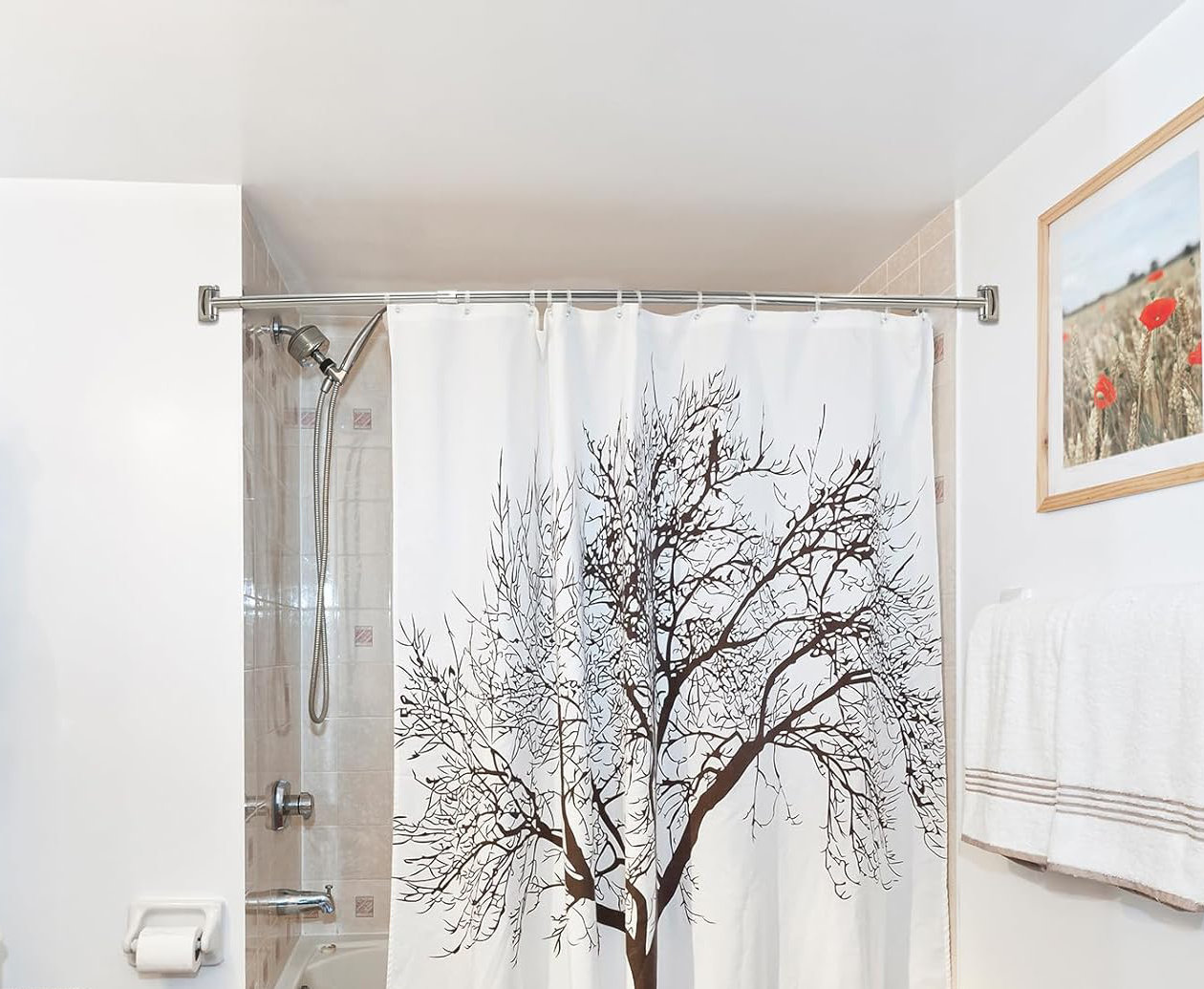 INFOOR Adjustable 42-74 Inch Curved Rust-Proof Stainless Steel Shower ...