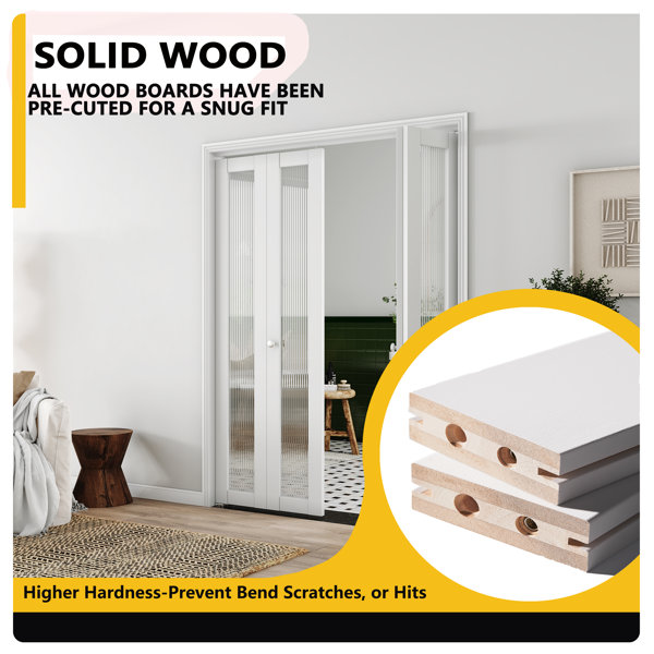 CHIC MODE 1 Lite Reeded Glass Double Folding Doors Prefinished ...