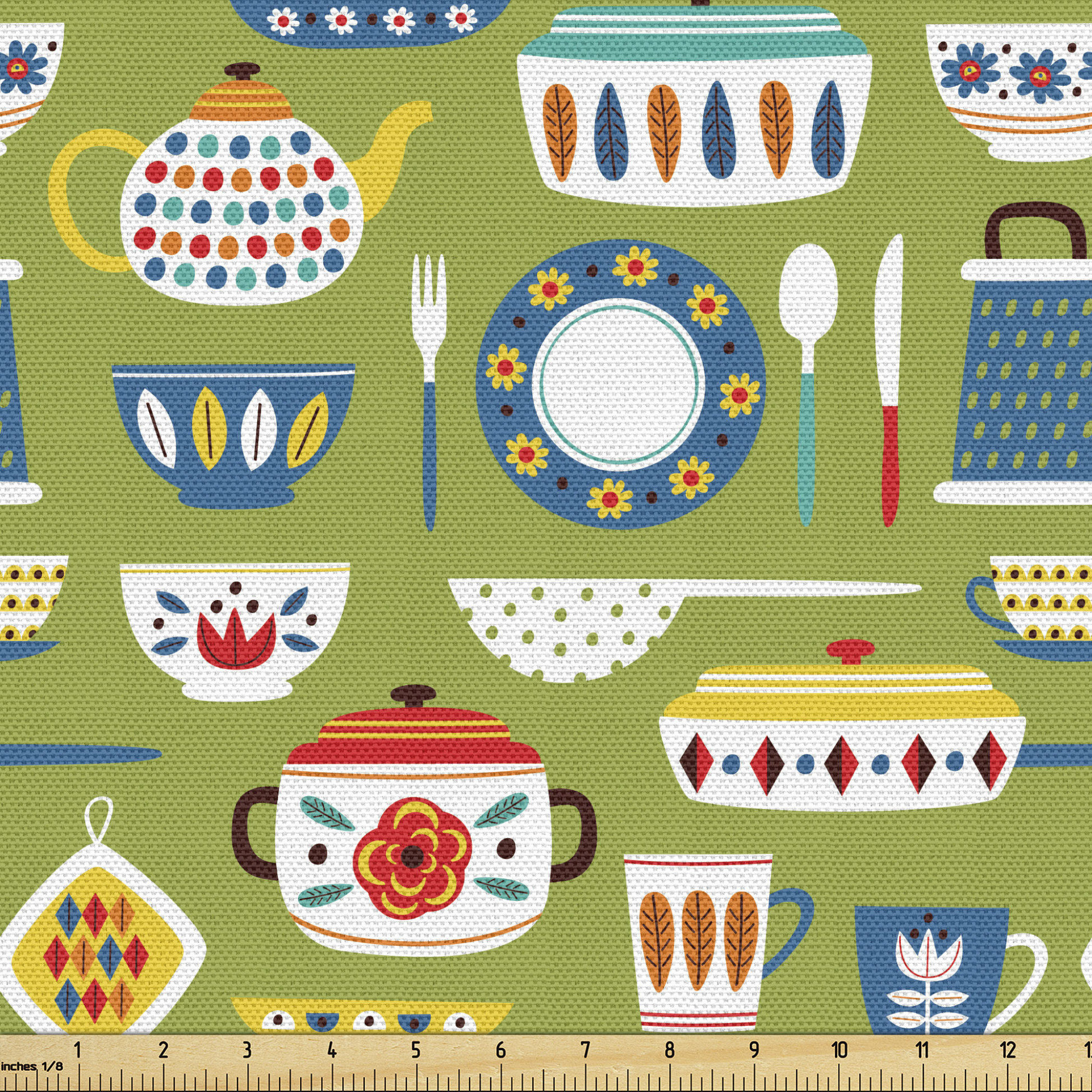 East Urban Home Tea Party Fabric By The Yard, Vintage Kitchen Supplies ...