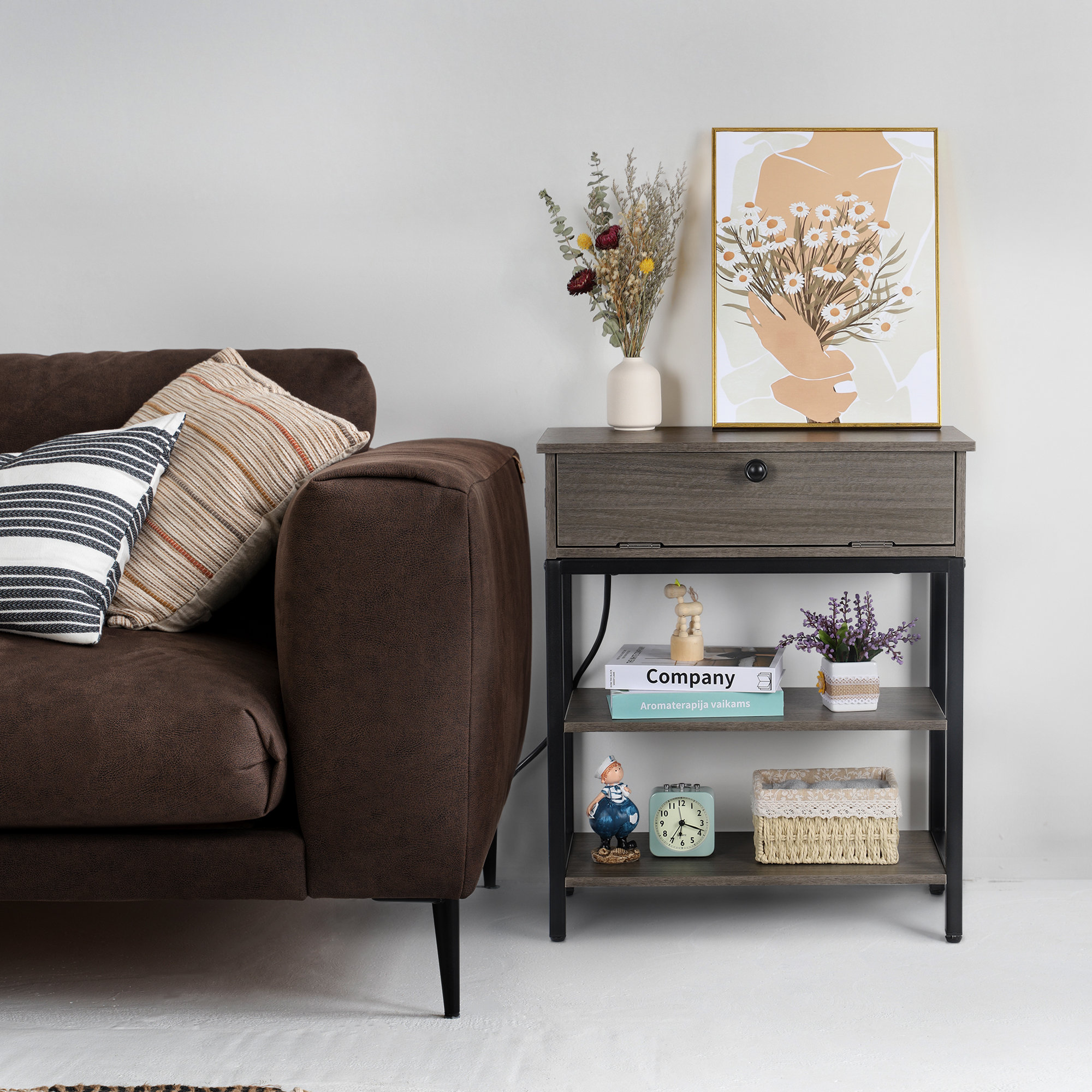 Trent Austin Design Table de bout haute de 21 po avec rangement Nordman ...