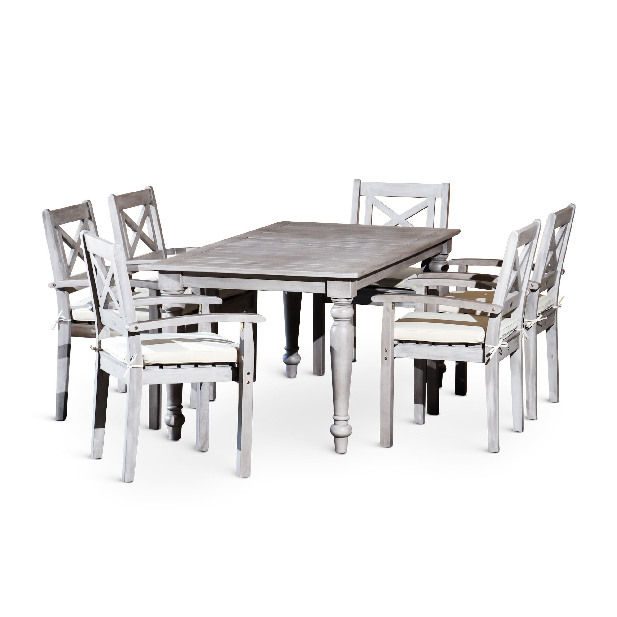 August Grove® Silver Gray Rectangular Dining With Non-slip Chairs For ...