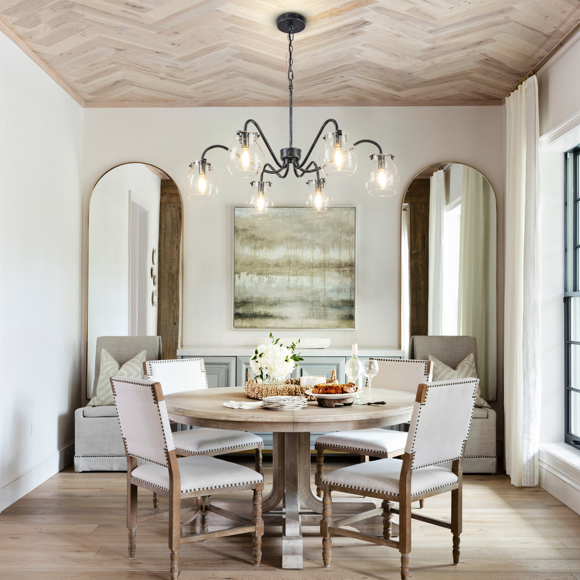 Gracie Oaks Boyu 6 - Light Shaded Modern Linear Chandelier Chandeliers ...