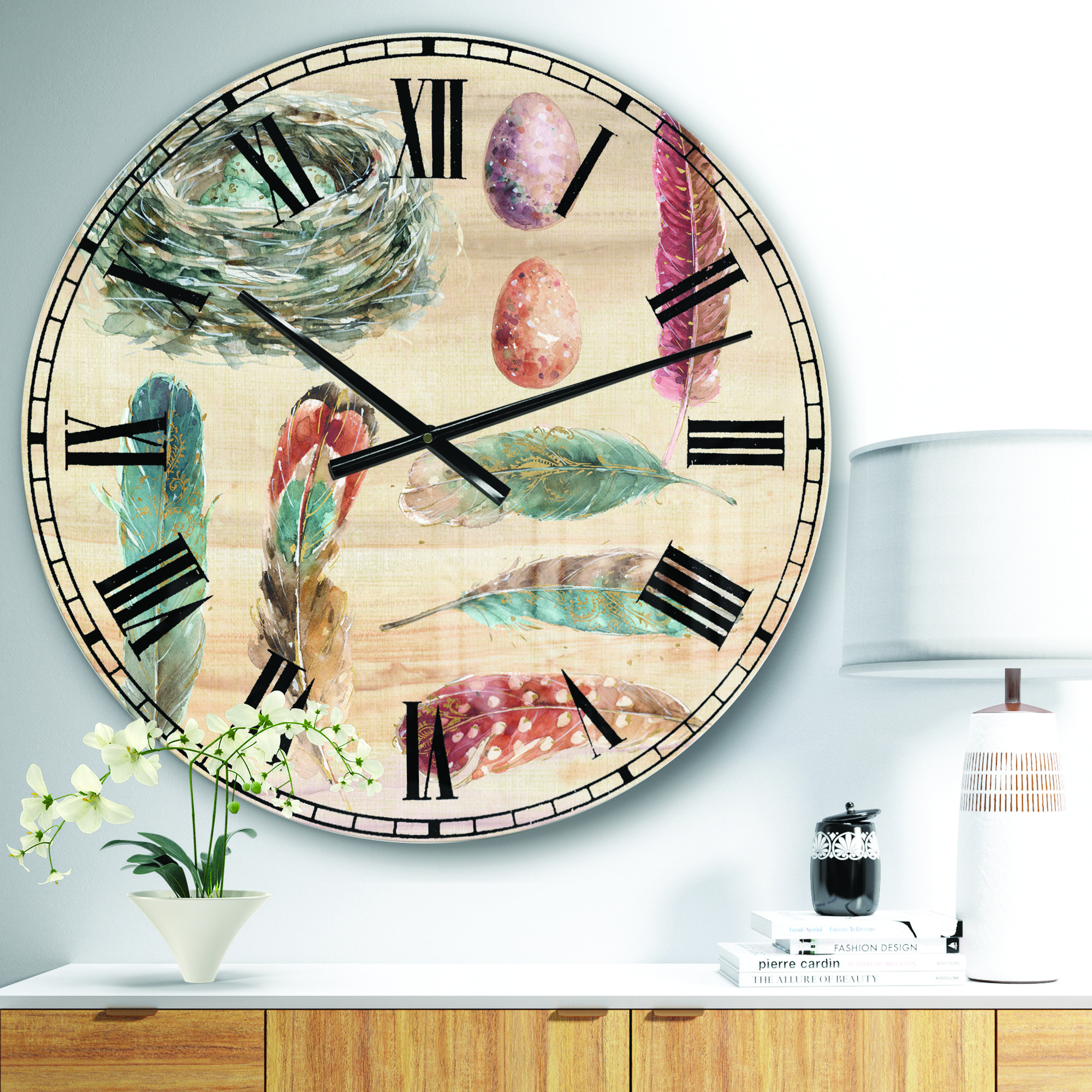 The Twillery Co. Swigart Feathers Cottage Family - Farmhouse wall clock ...