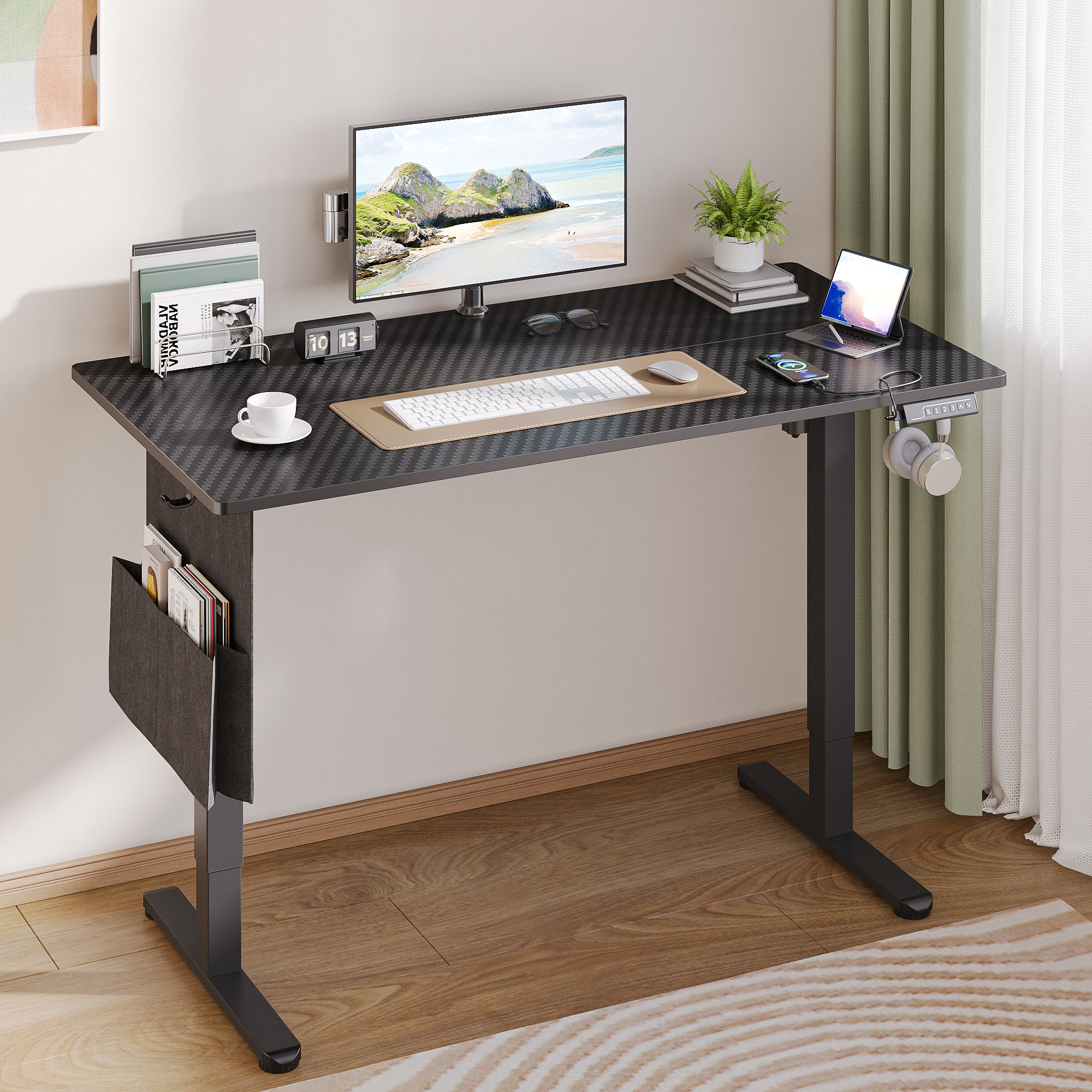 The Twillery Co.® 47'' W Electric Height Adjustable Standing Desk with ...